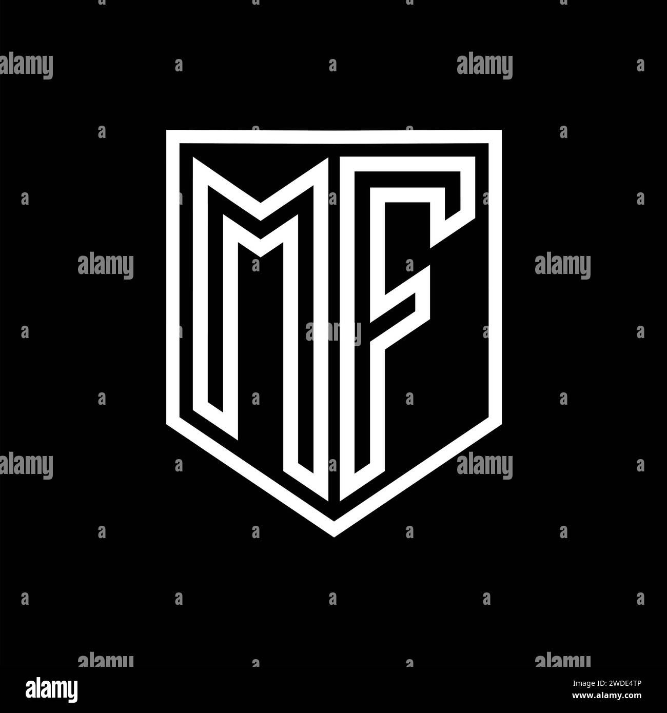 MF Letter Logo monogram shield geometric line inside shield isolated style design template Stock ...