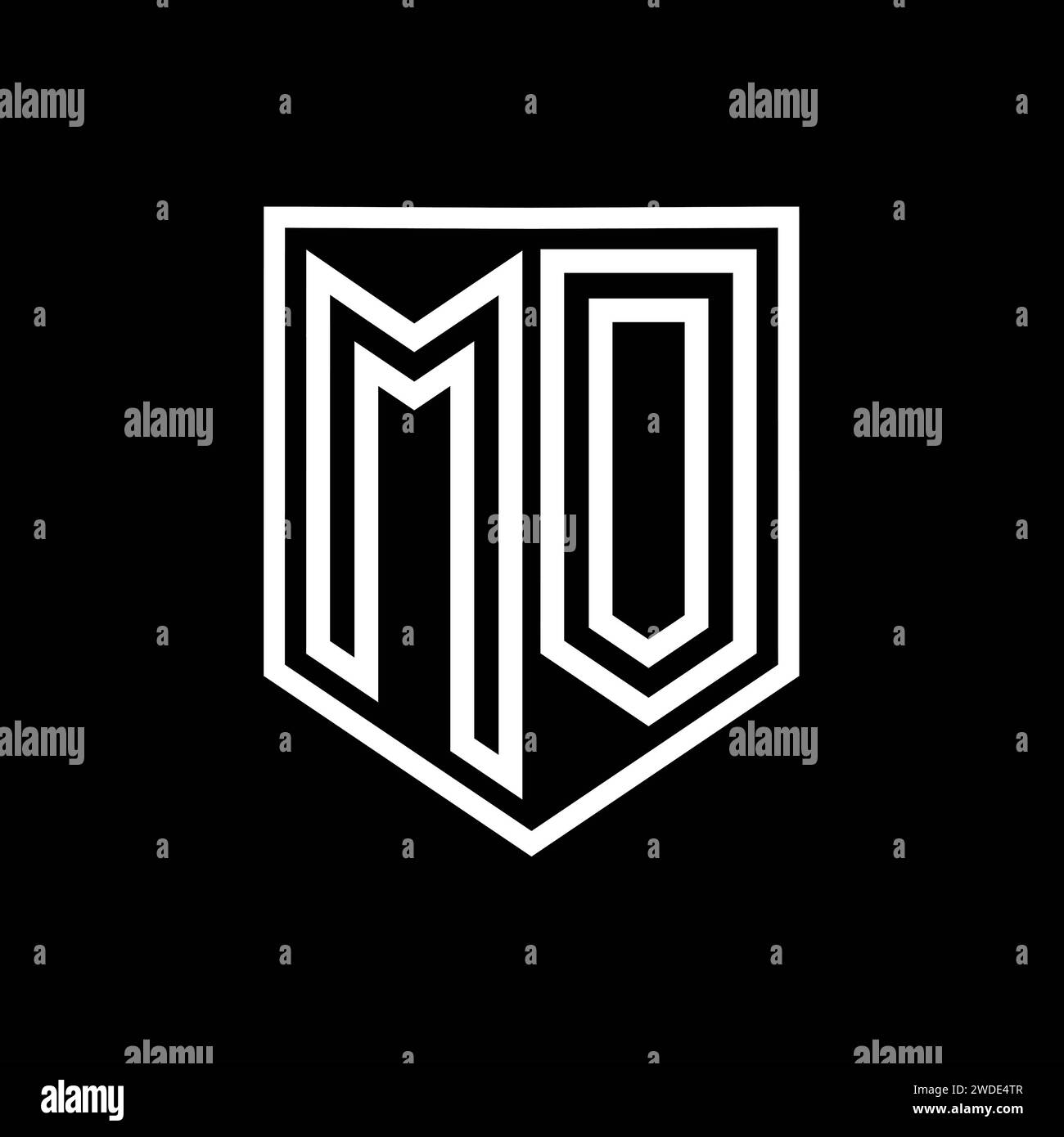 MO Letter Logo monogram shield geometric line inside shield isolated ...