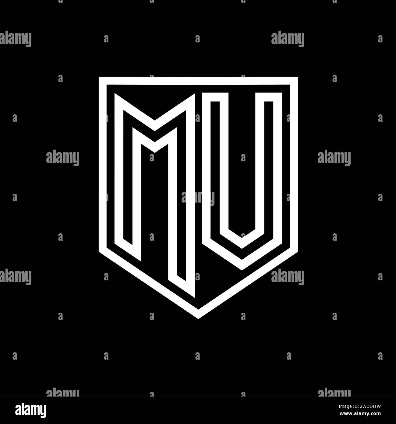 MV Letter Logo monogram shield geometric line inside shield isolated ...