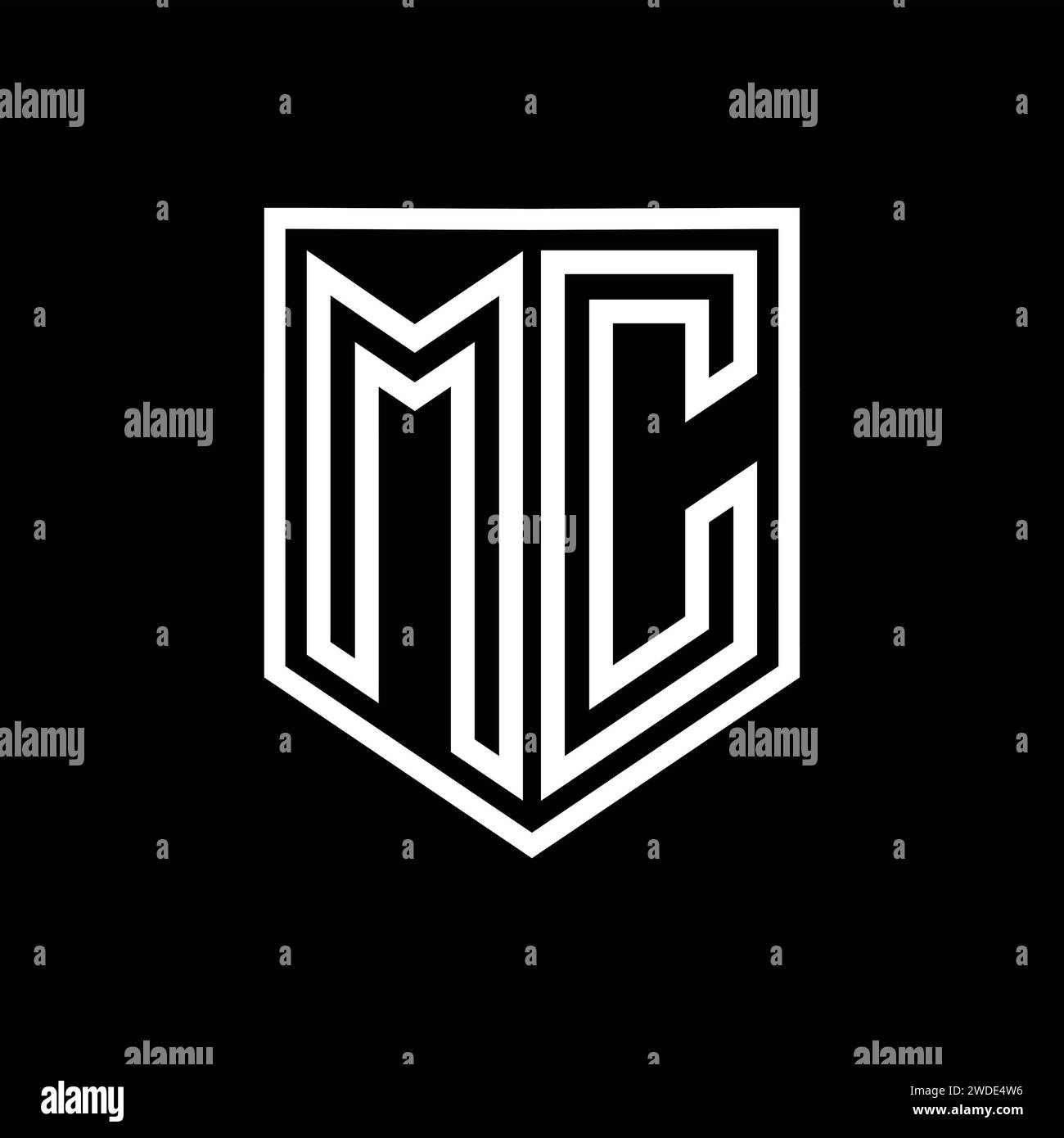 MC Letter Logo monogram shield geometric line inside shield isolated ...