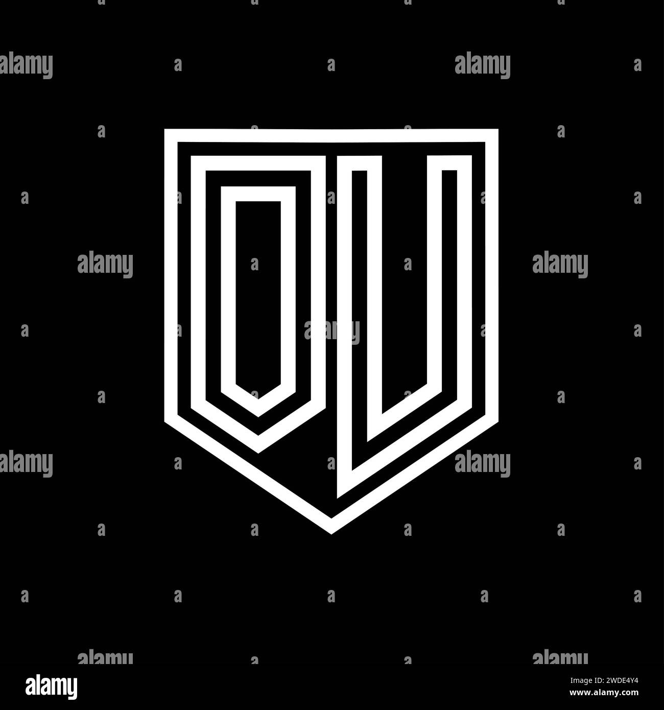 OU Letter Logo monogram shield geometric line inside shield isolated style design template Stock ...
