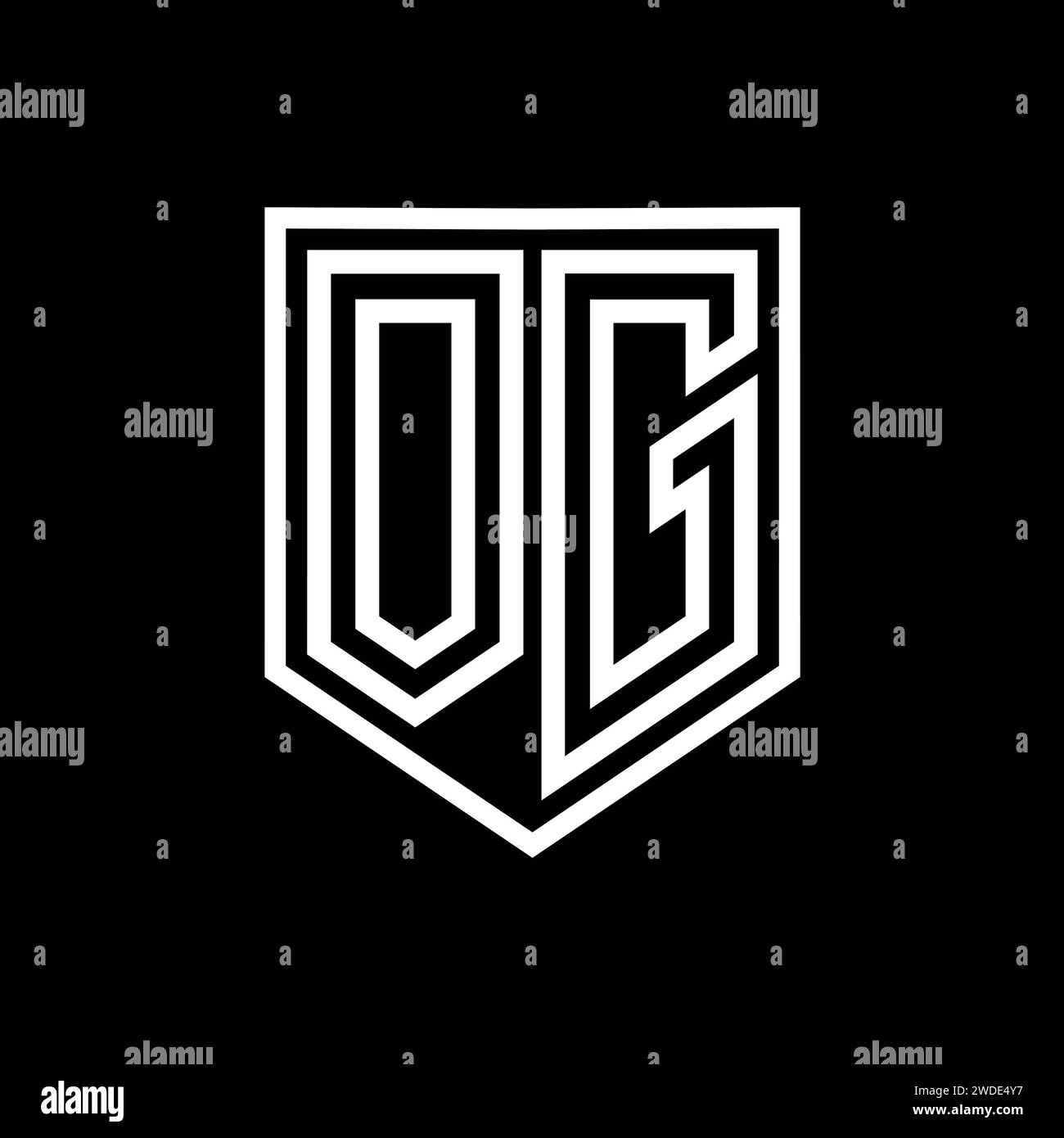 OG Letter Logo monogram shield geometric line inside shield isolated ...