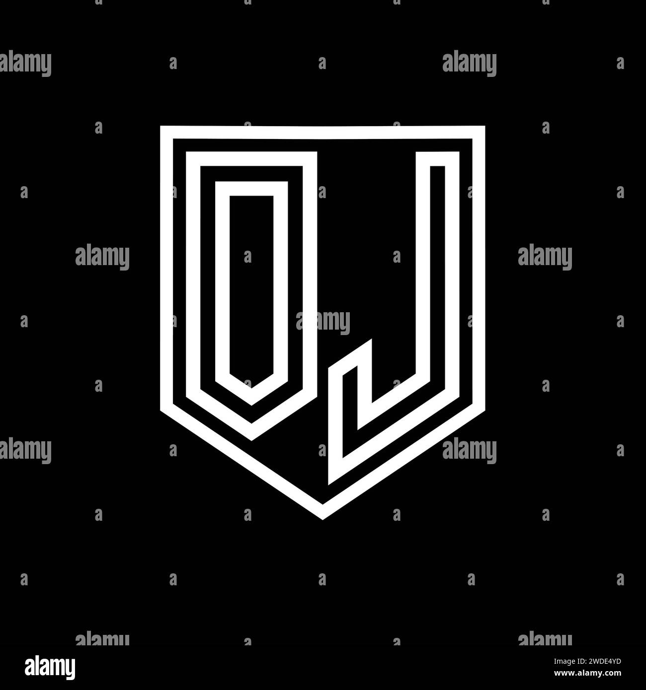 OJ Letter Logo monogram shield geometric line inside shield isolated style design template Stock ...
