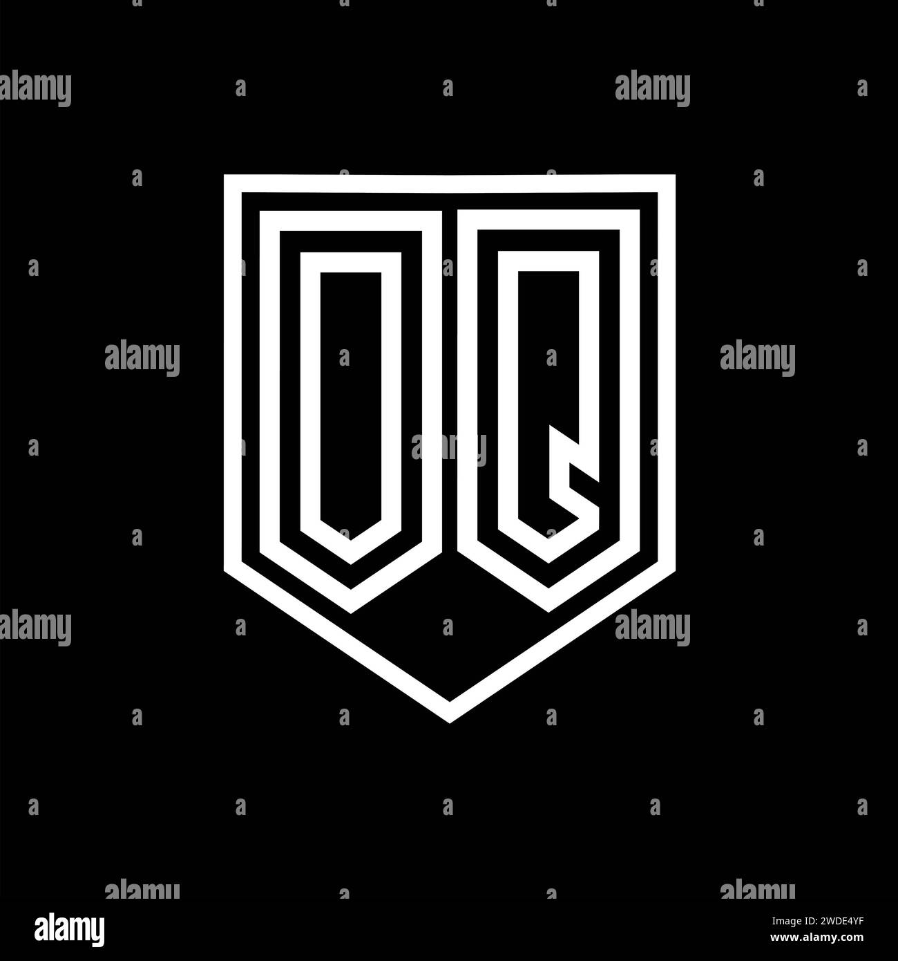 OQ Letter Logo monogram shield geometric line inside shield isolated style design template Stock ...