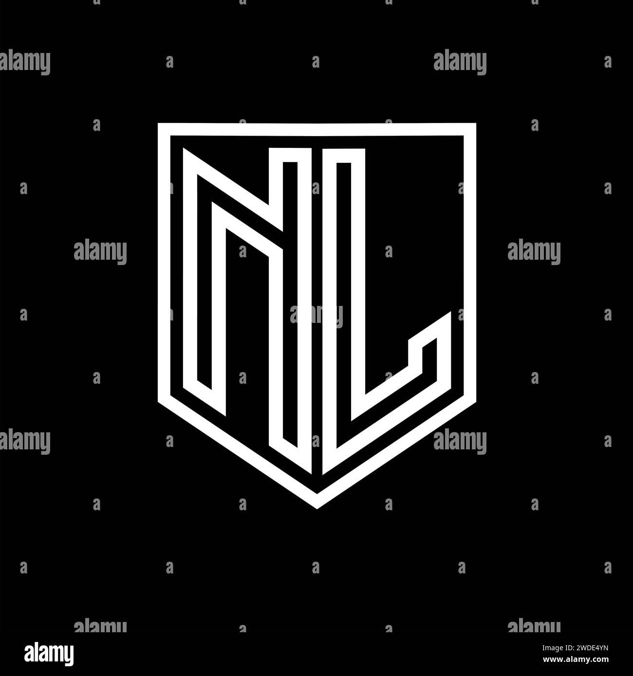 NL Letter Logo monogram shield geometric line inside shield isolated style design template Stock ...