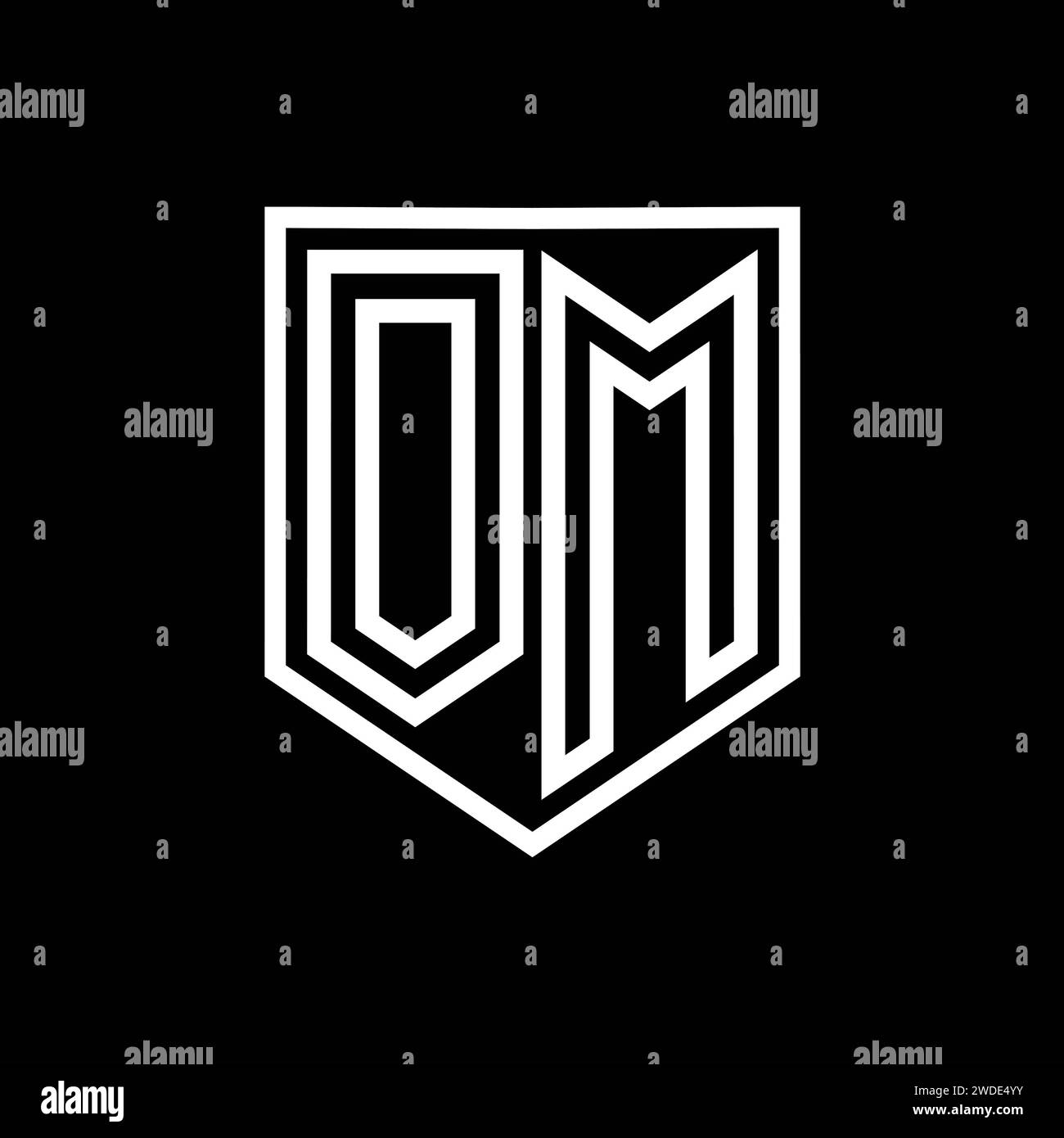 OM Letter Logo monogram shield geometric line inside shield isolated ...