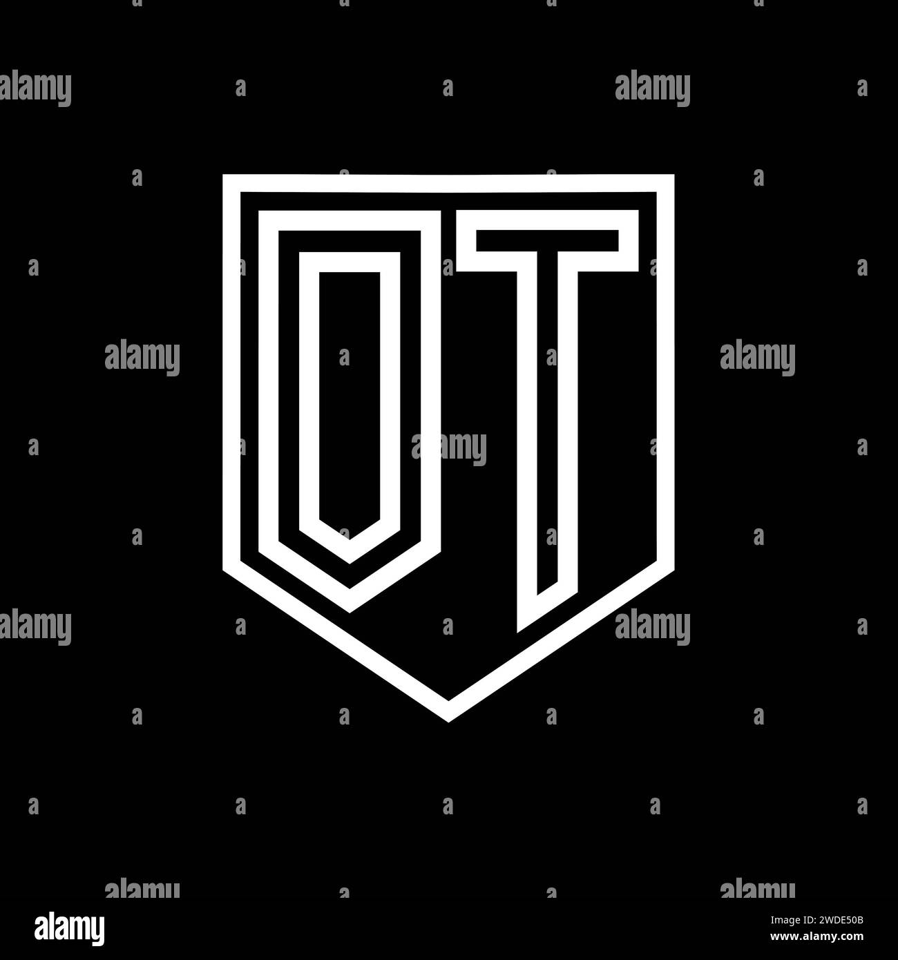 OT Letter Logo monogram shield geometric line inside shield isolated ...