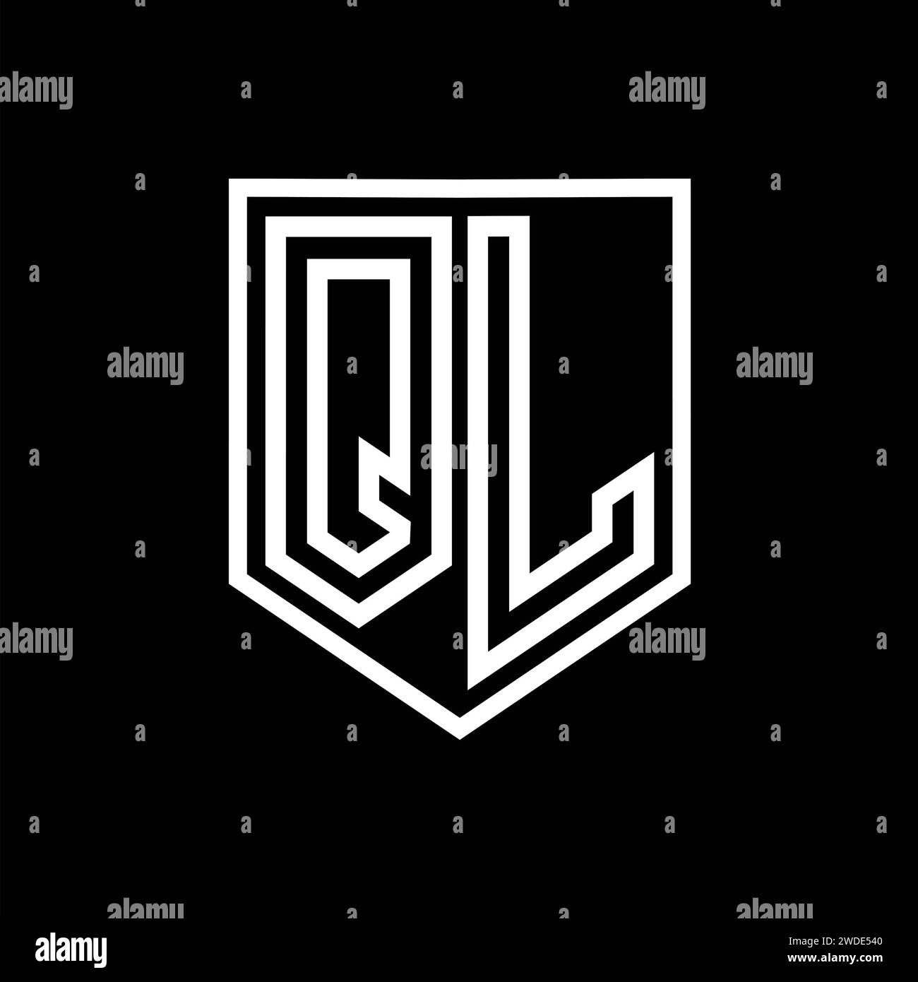 QL Letter Logo monogram shield geometric line inside shield isolated style design template Stock ...