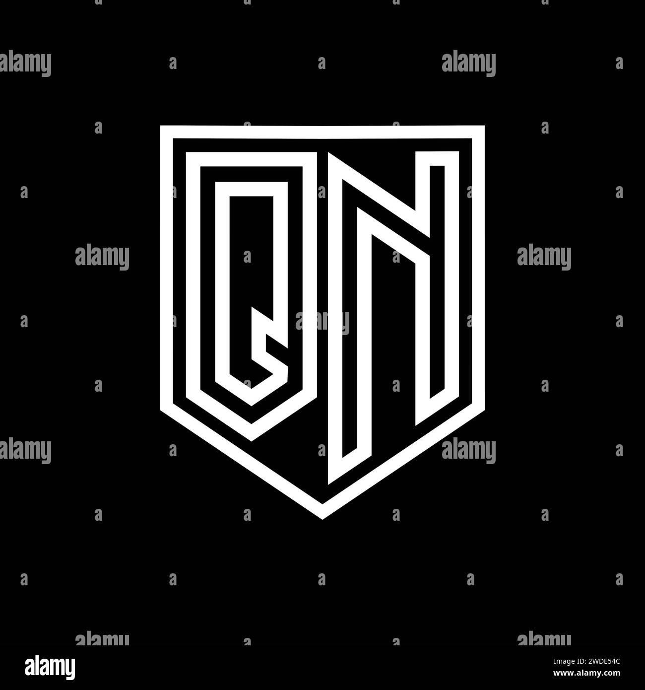 QN Letter Logo monogram shield geometric line inside shield isolated style design template Stock ...