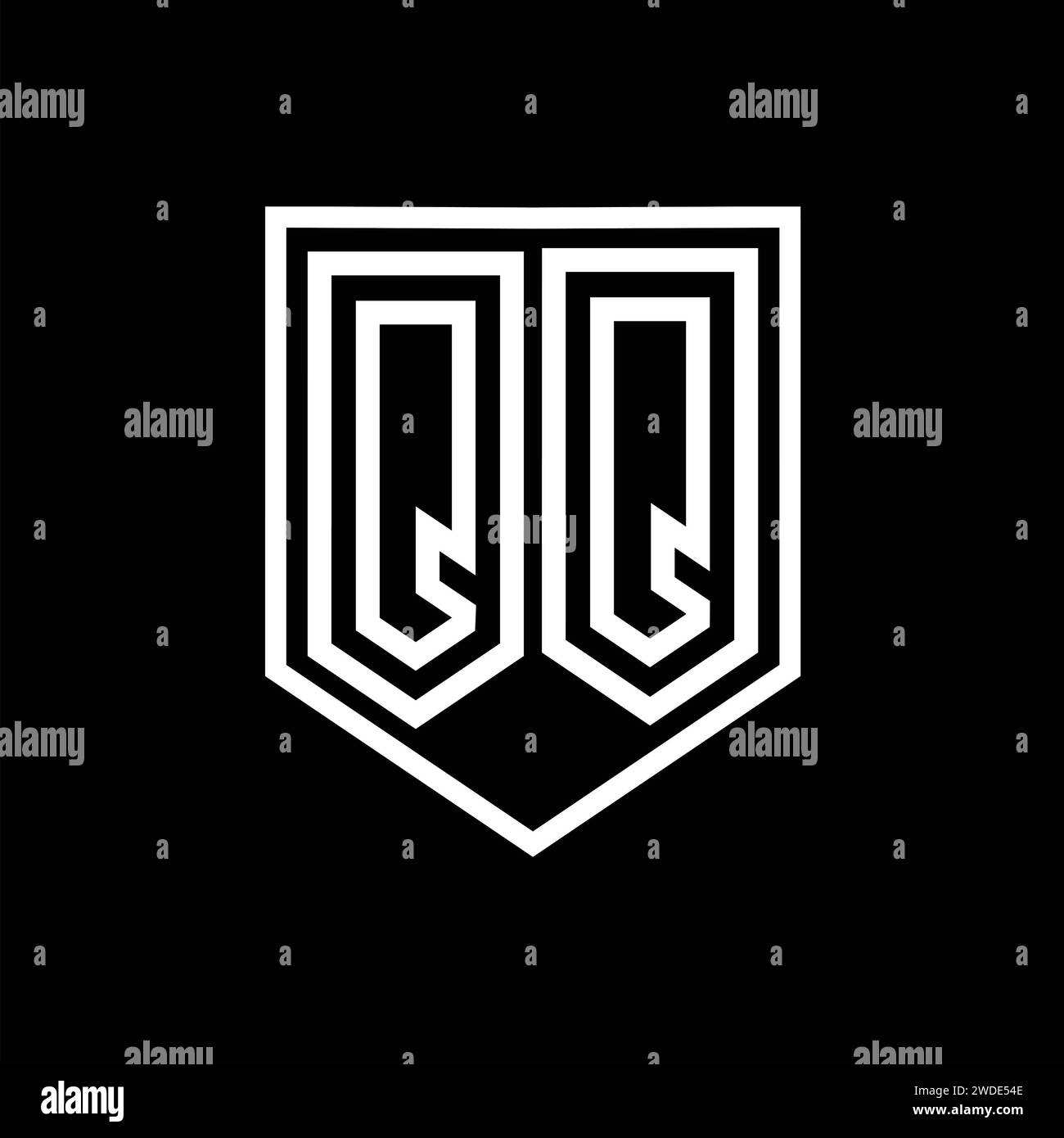 QQ Letter Logo monogram shield geometric line inside shield isolated style design template Stock ...