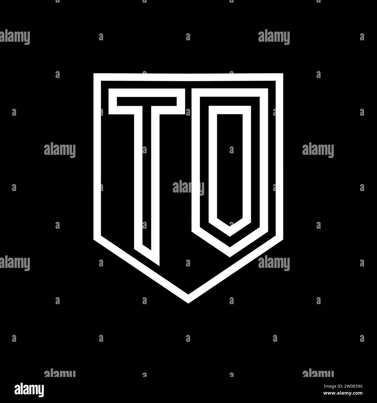 TO Letter Logo monogram shield geometric line inside shield isolated style design template Stock ...