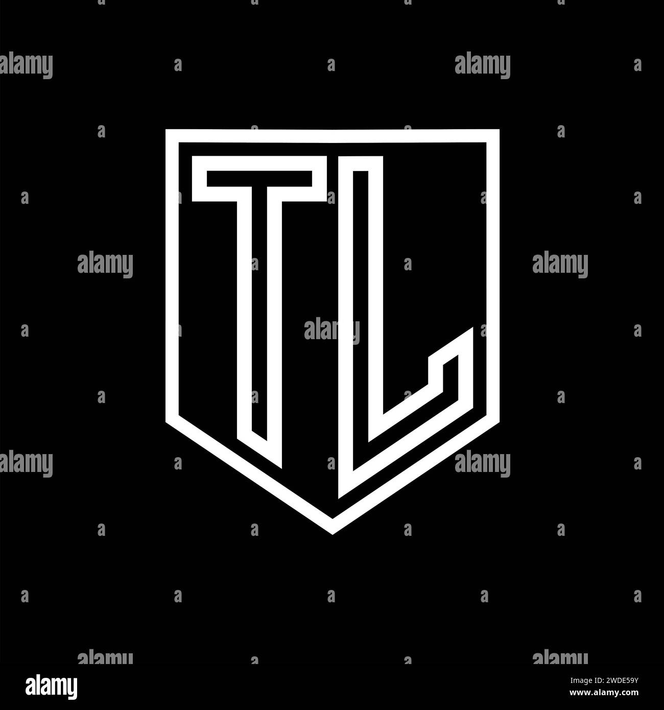 TL Letter Logo monogram shield geometric line inside shield isolated ...
