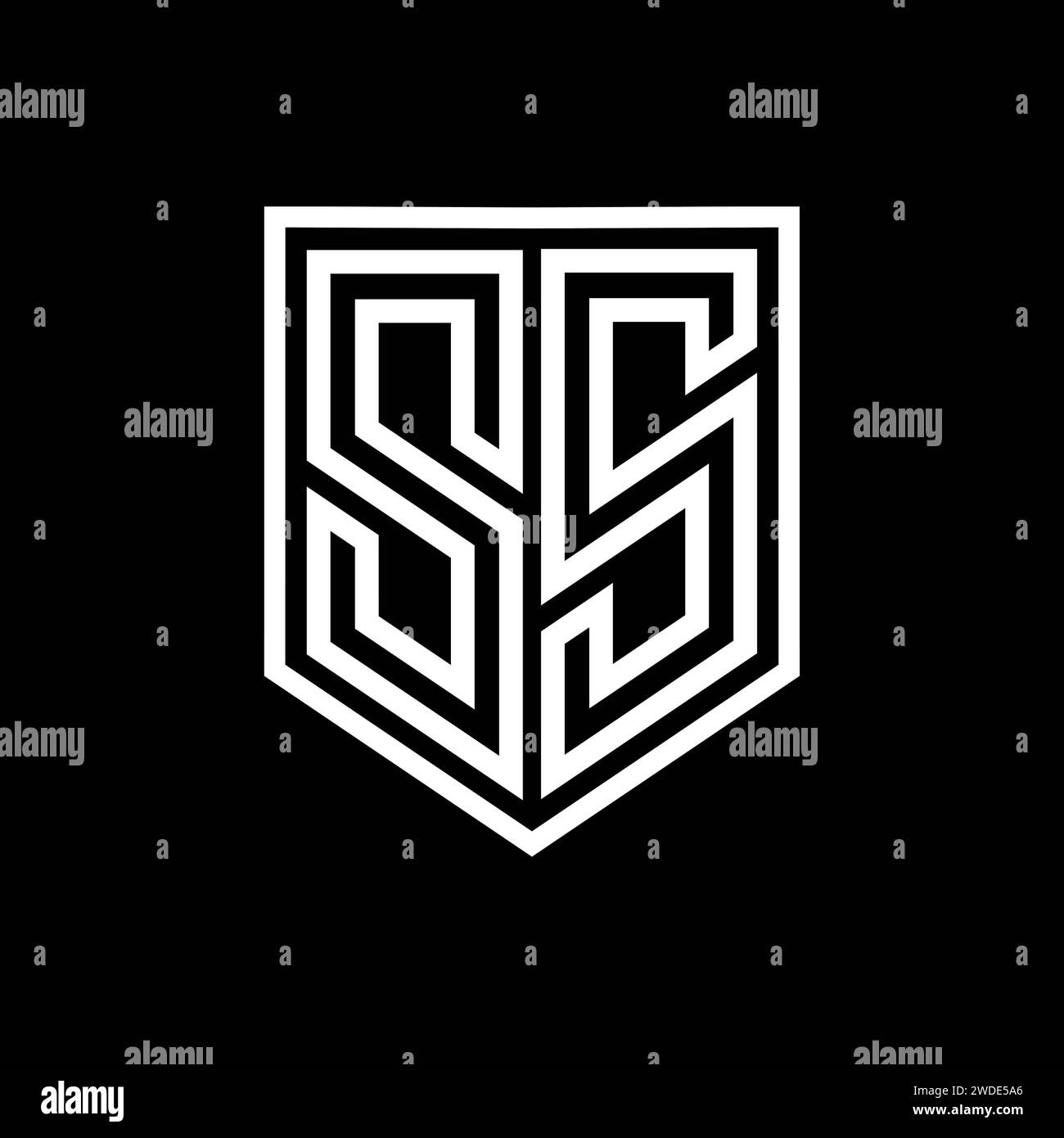 SS Letter Logo monogram shield geometric line inside shield isolated ...