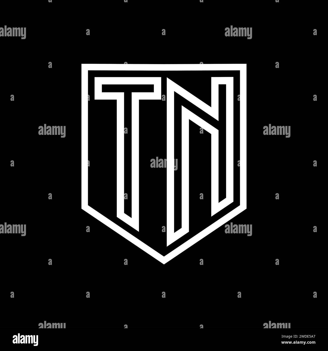 TN Letter Logo monogram shield geometric line inside shield isolated style design template Stock ...