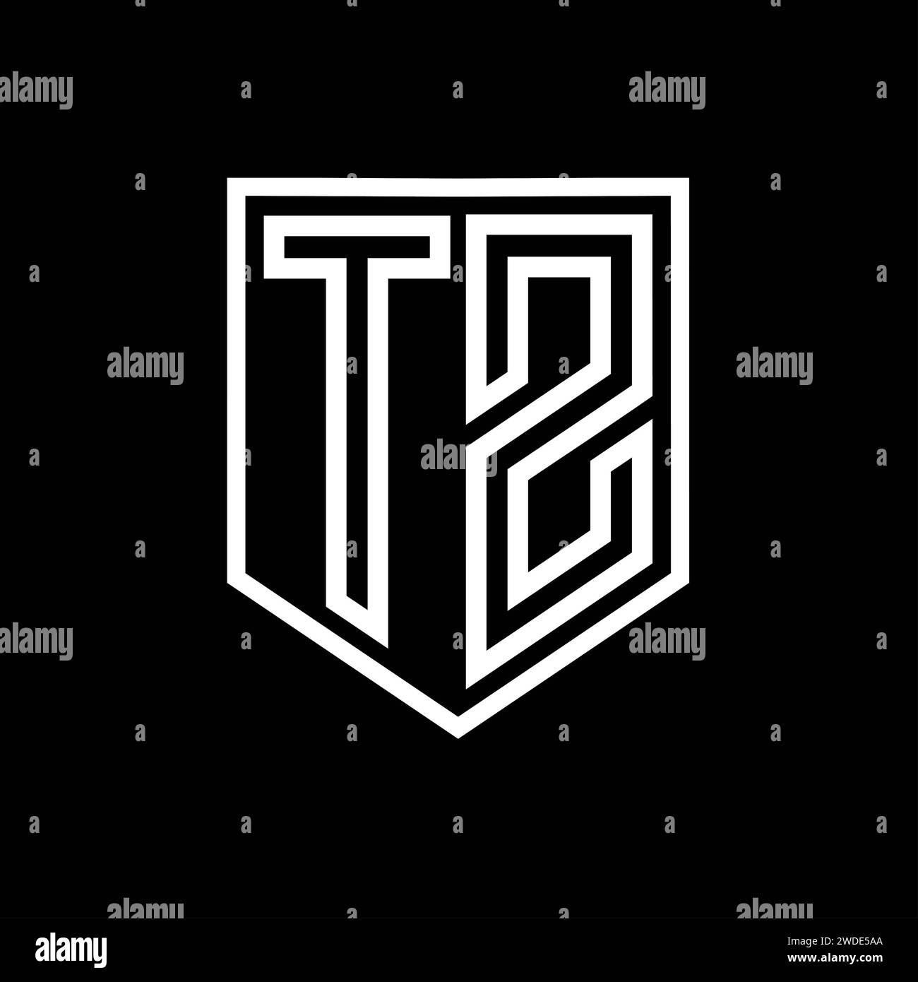 TZ Letter Logo monogram shield geometric line inside shield isolated style design template Stock ...