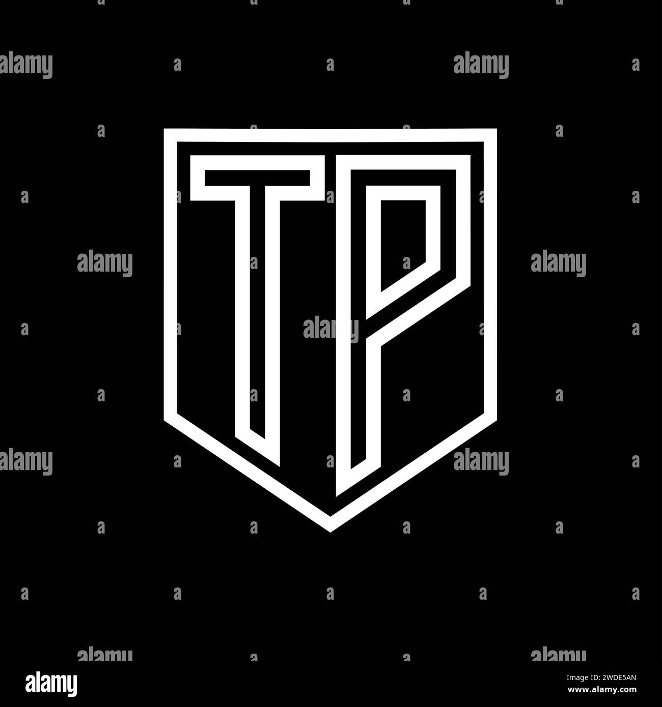 TP Letter Logo monogram shield geometric line inside shield isolated style design template Stock ...