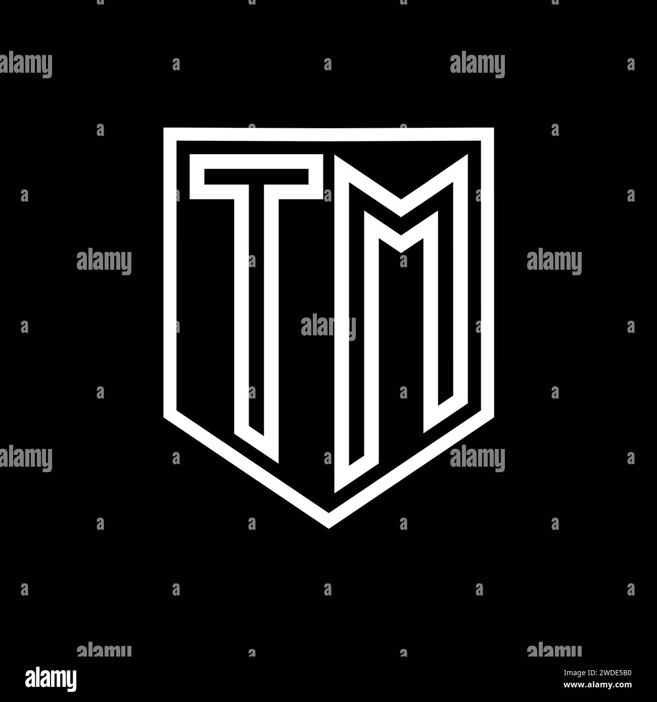 TM Letter Logo monogram shield geometric line inside shield isolated ...