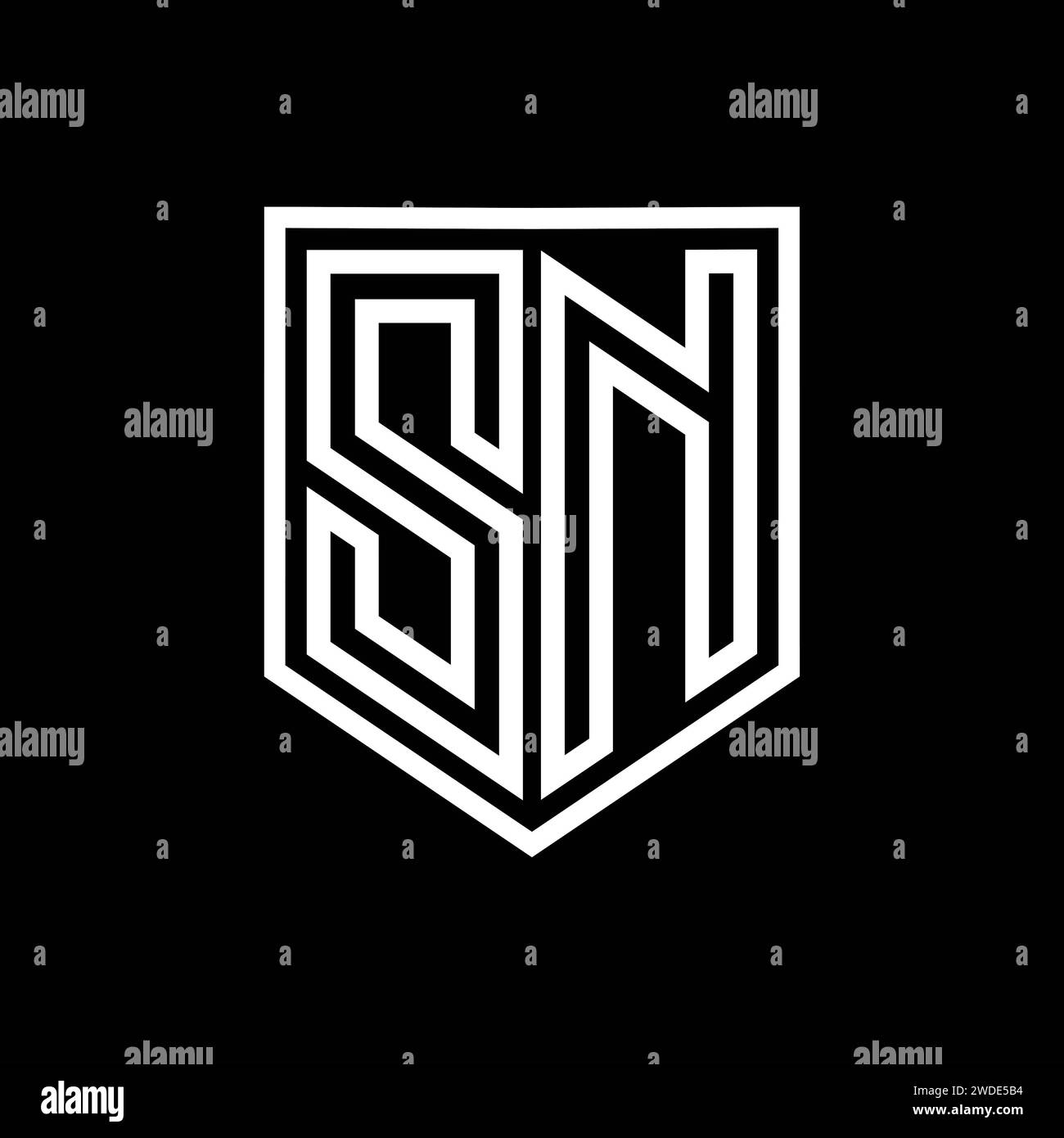 SN Letter Logo monogram shield geometric line inside shield isolated style design template Stock ...