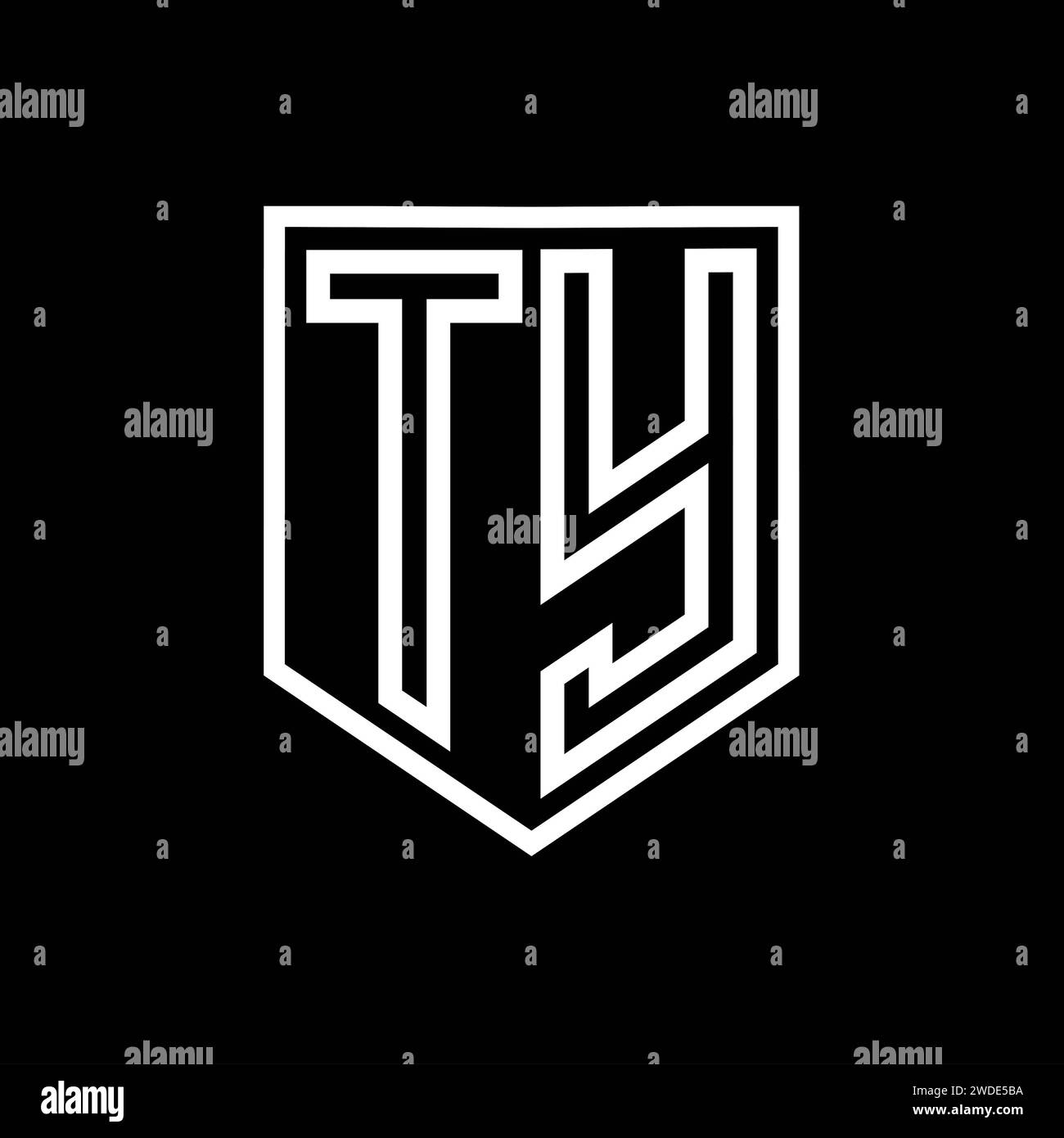 TY Letter Logo monogram shield geometric line inside shield isolated style design template Stock ...