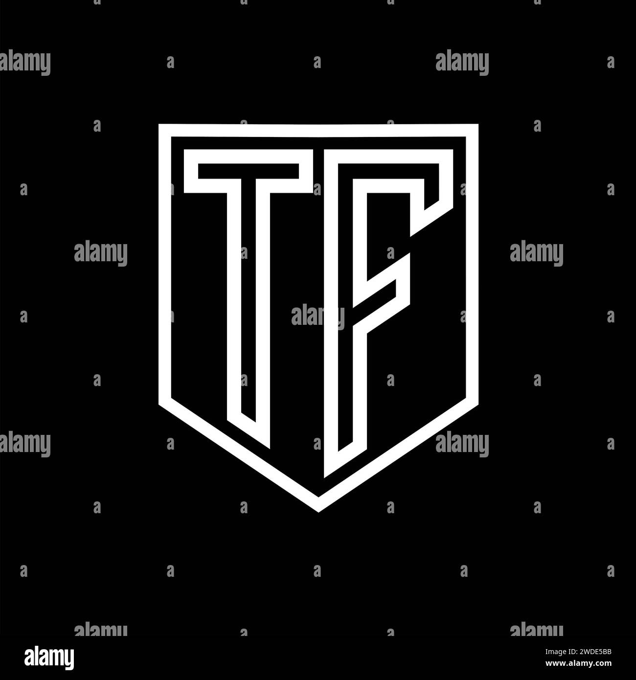 TF Letter Logo monogram shield geometric line inside shield isolated style design template Stock ...