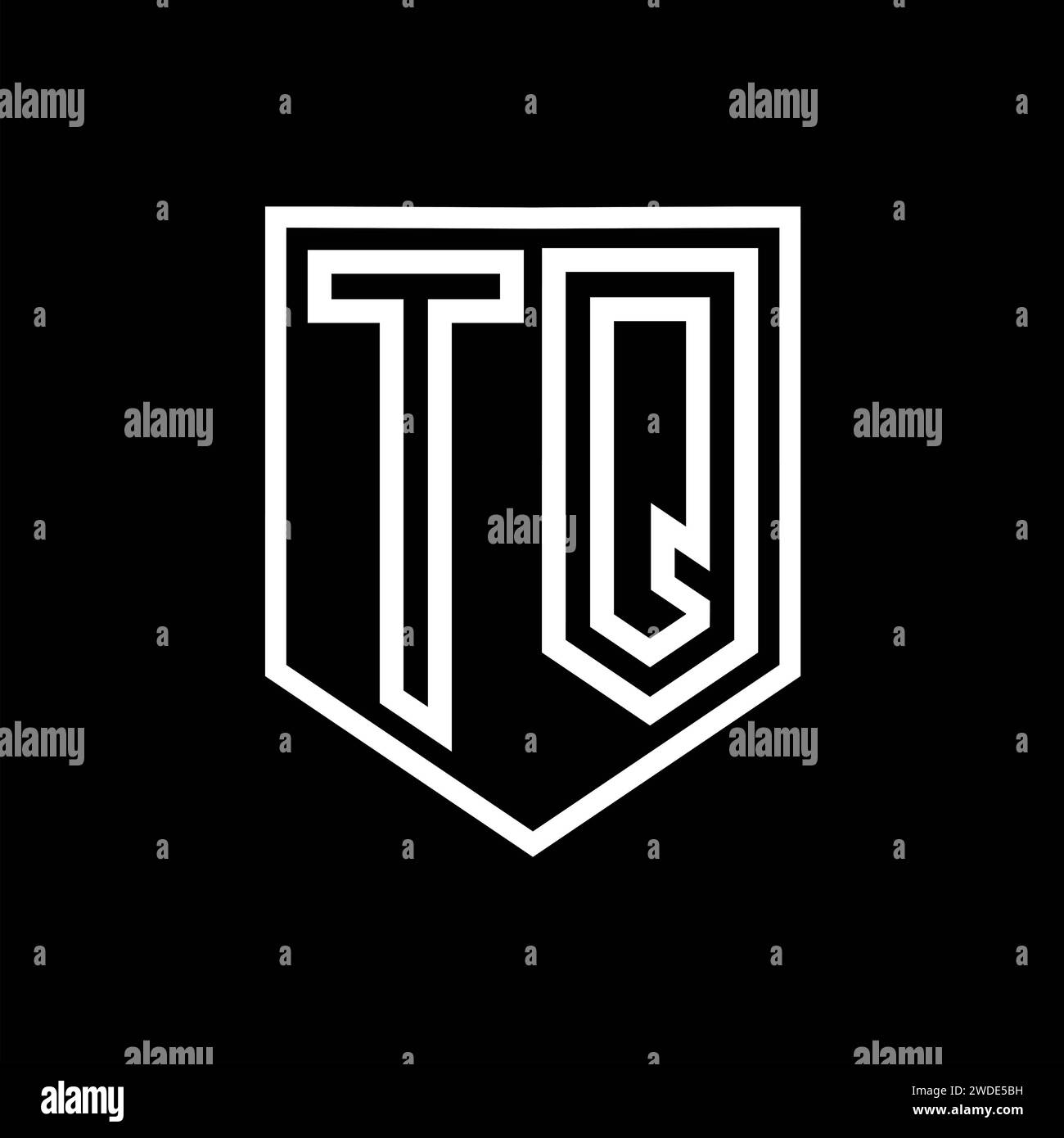 TQ Letter Logo monogram shield geometric line inside shield isolated ...