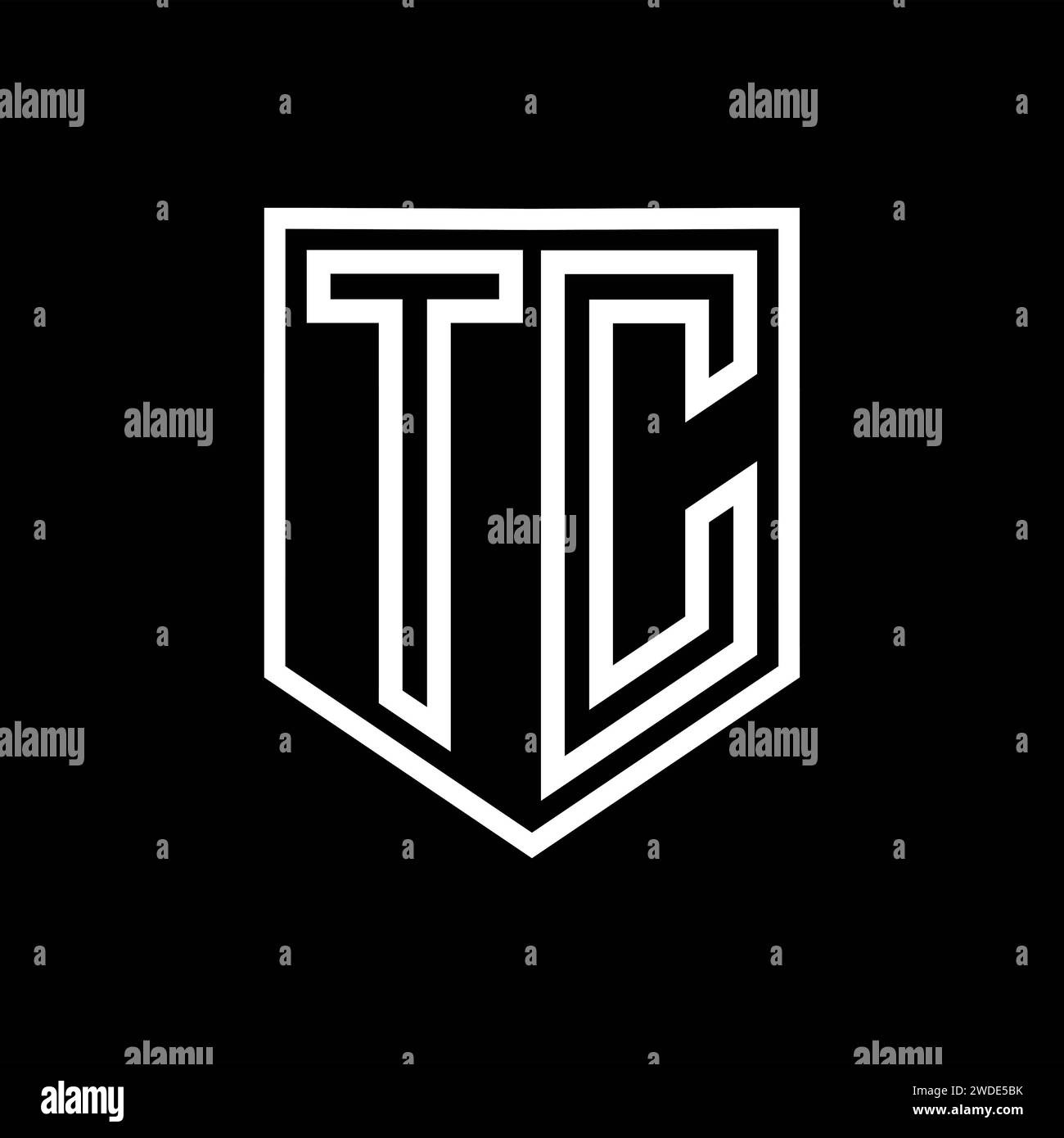 TC Letter Logo monogram shield geometric line inside shield isolated ...