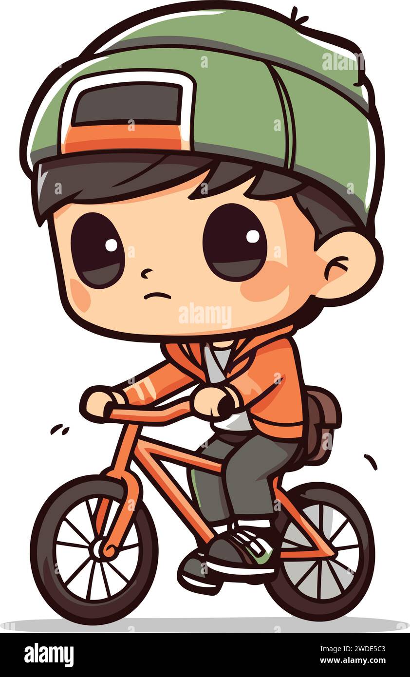 Boy at bicycle Stock Vector Images - Alamy
