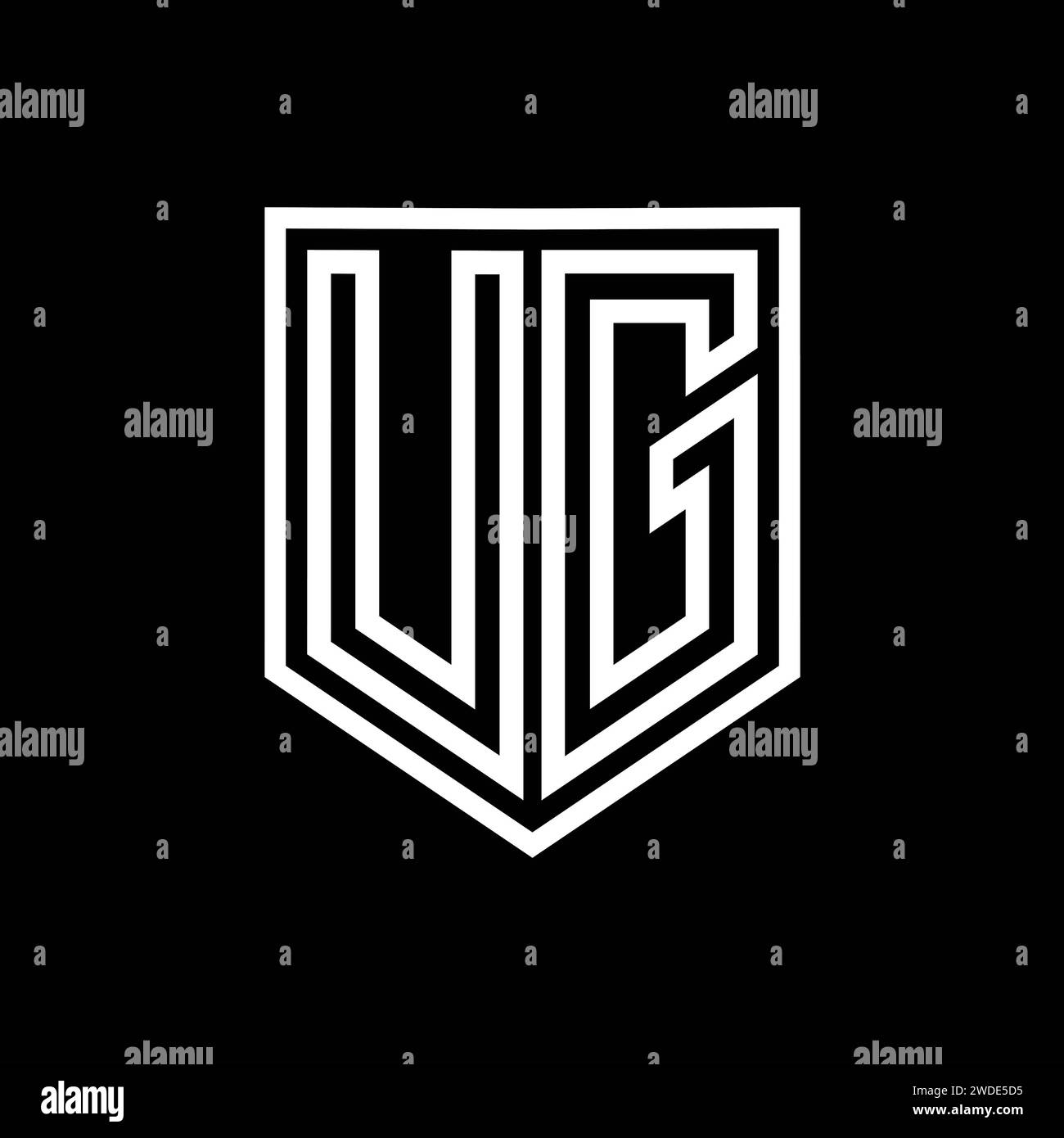 UG Letter Logo monogram shield geometric line inside shield isolated ...