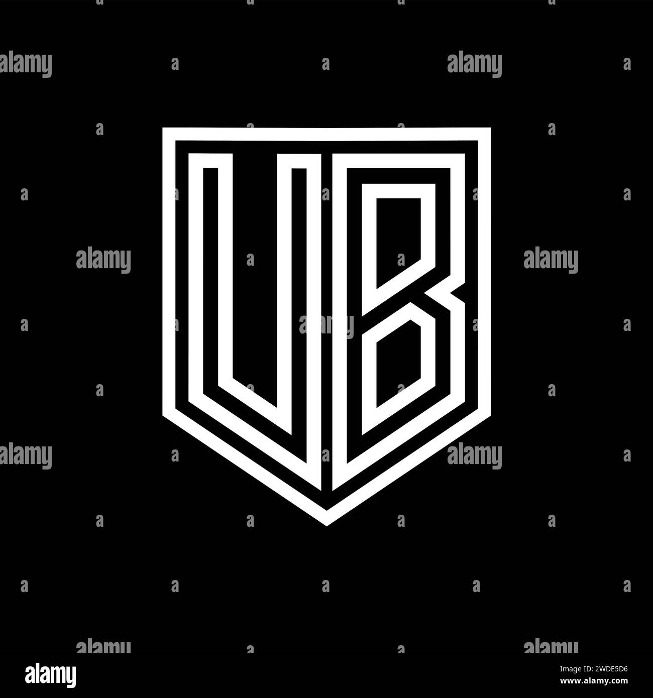UB Letter Logo monogram shield geometric line inside shield isolated ...