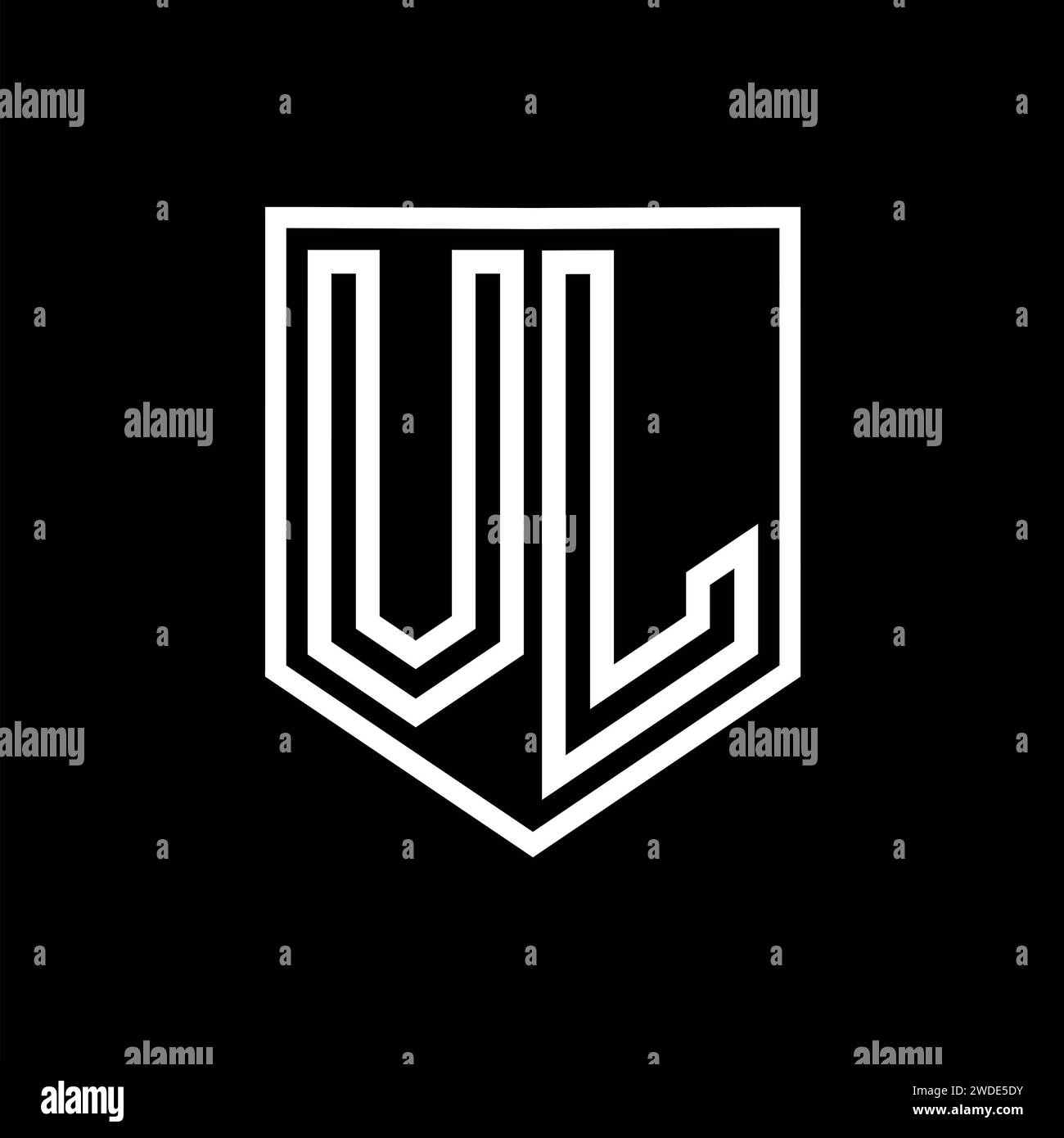 VL Letter Logo monogram shield geometric line inside shield isolated style design template Stock ...