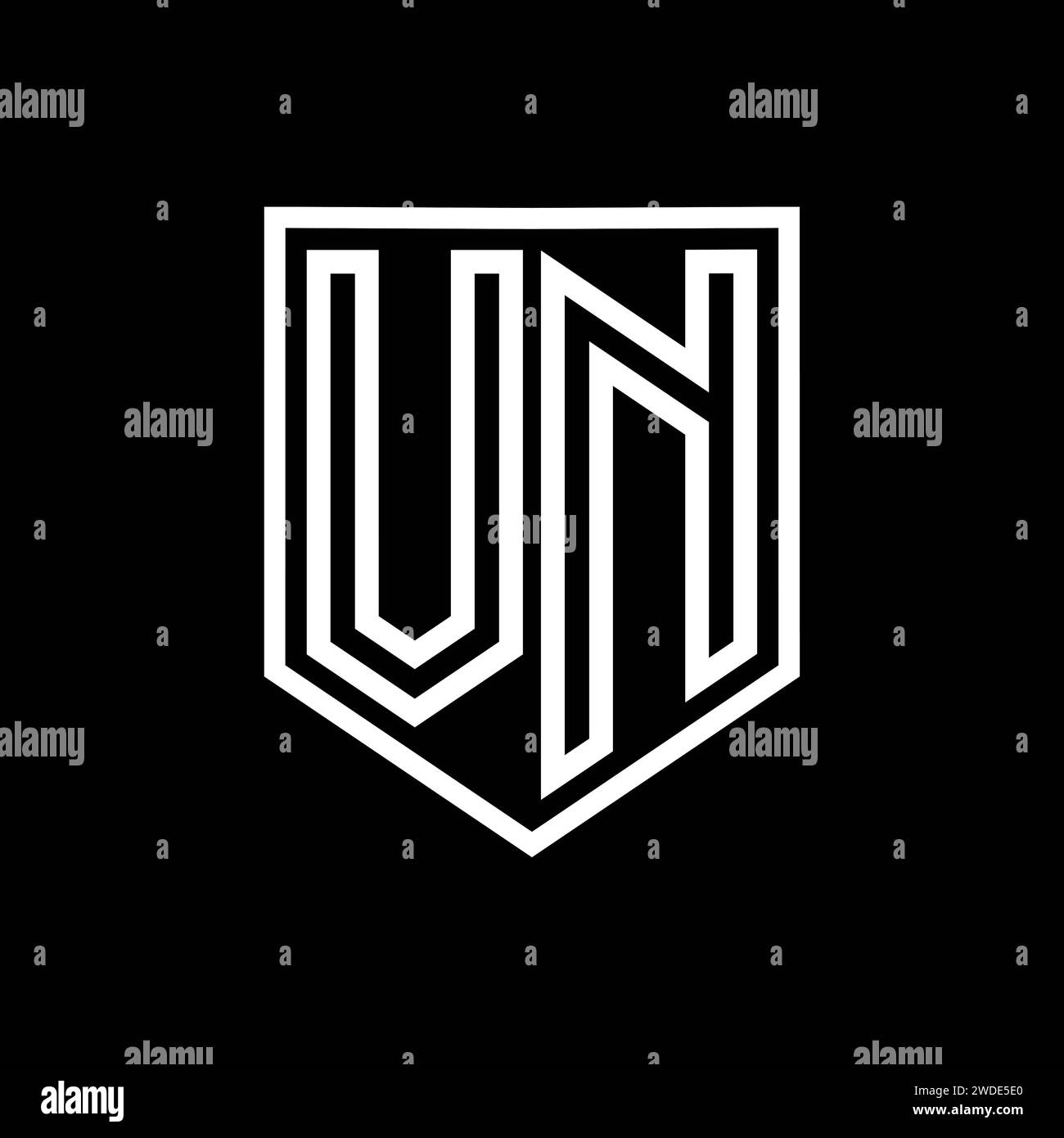 VN Letter Logo monogram shield geometric line inside shield isolated style design template Stock ...