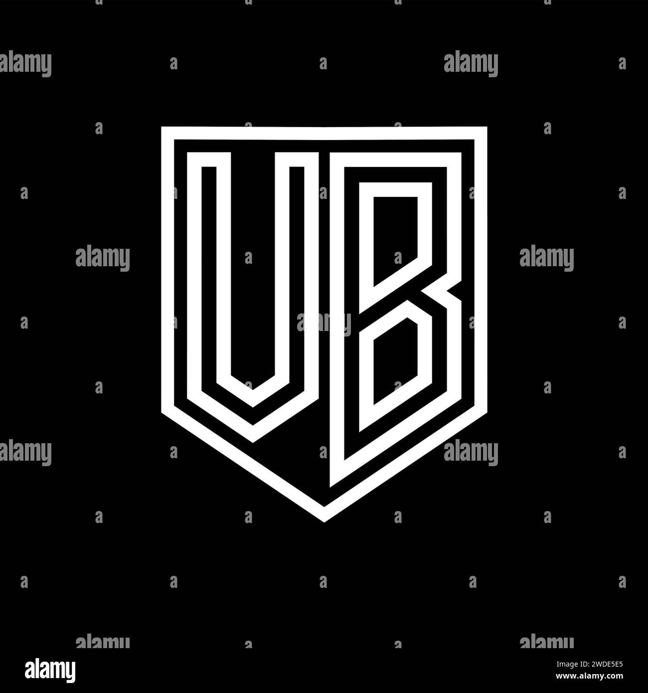 VB Letter Logo monogram shield geometric line inside shield isolated ...