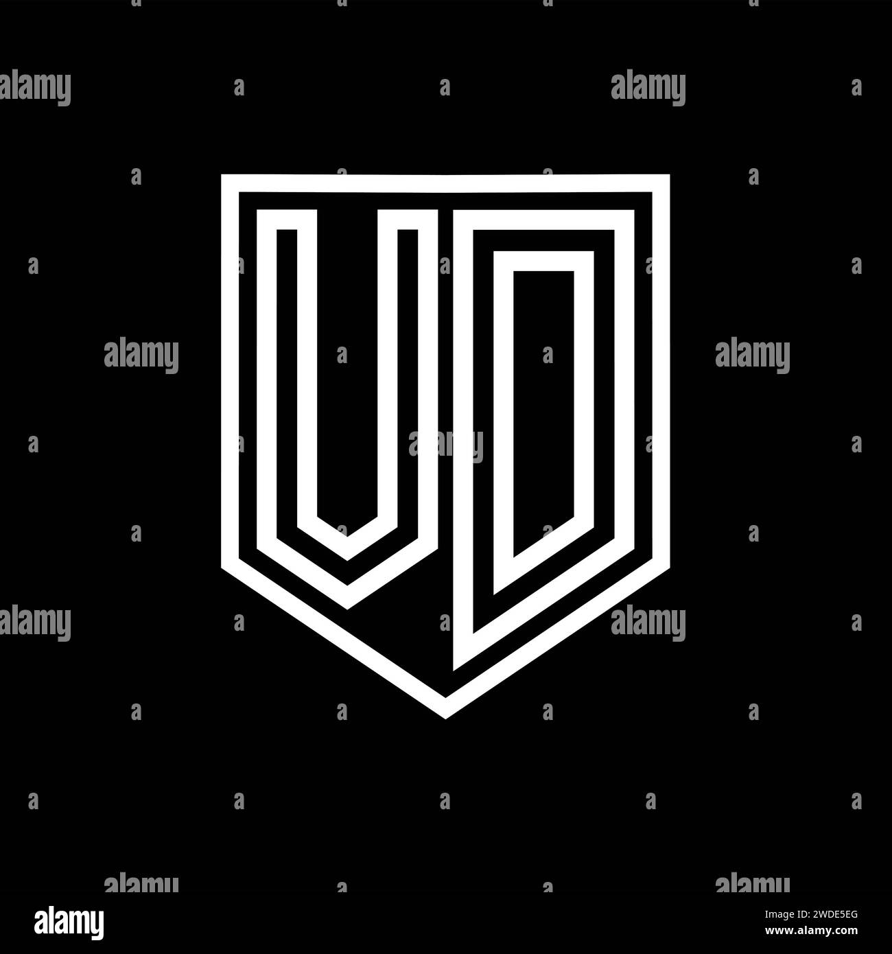 VD Letter Logo monogram shield geometric line inside shield isolated style design template Stock ...