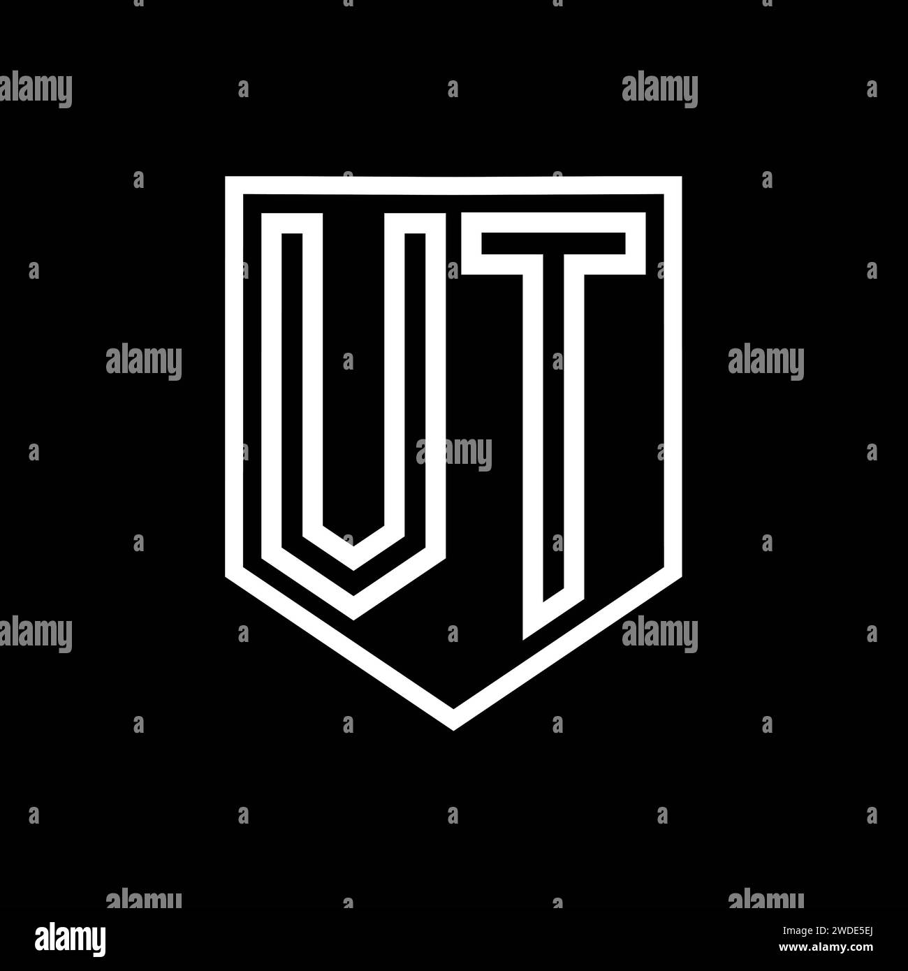 VT Letter Logo monogram shield geometric line inside shield isolated style design template Stock ...