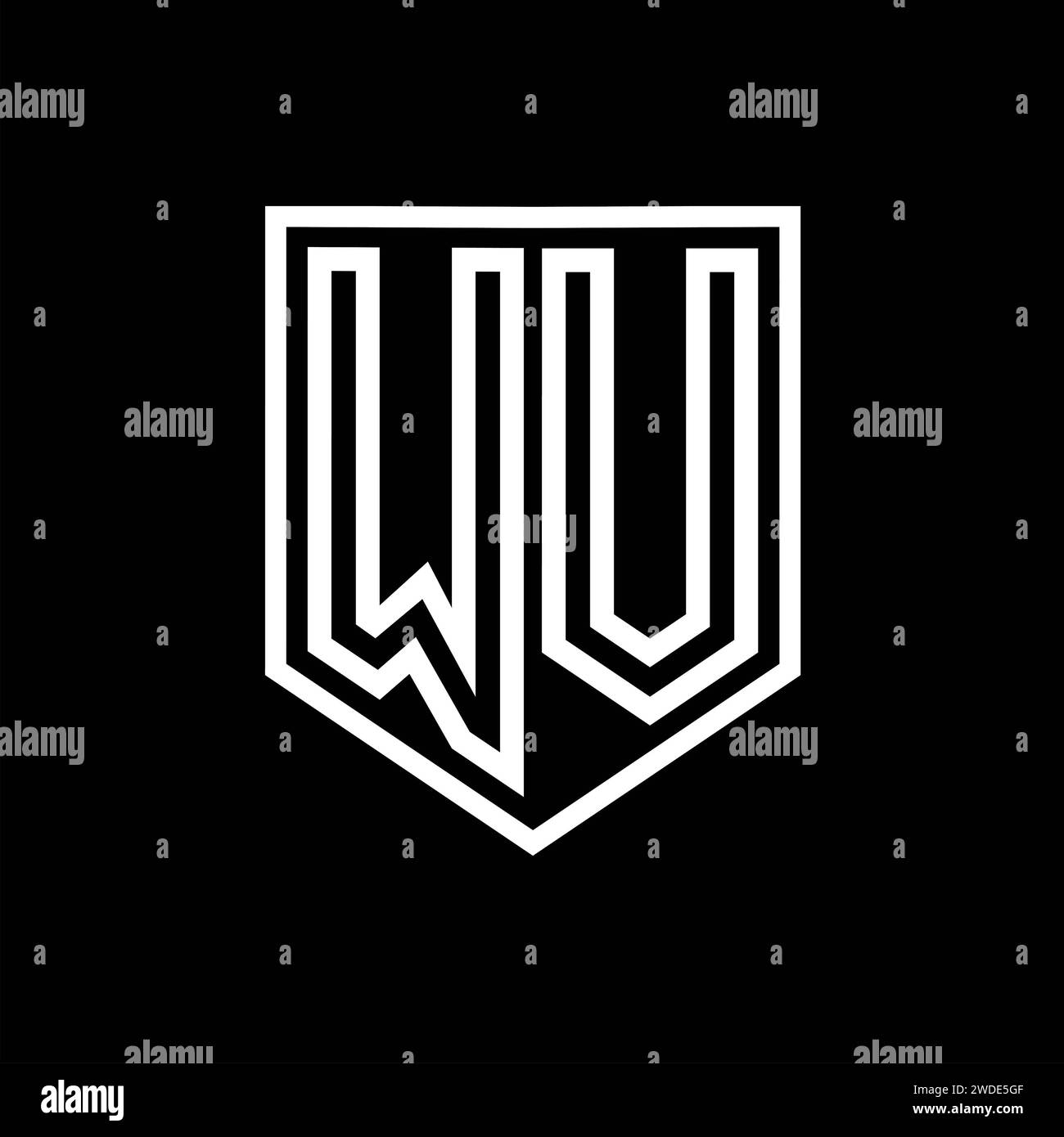WV Letter Logo monogram shield geometric line inside shield isolated ...