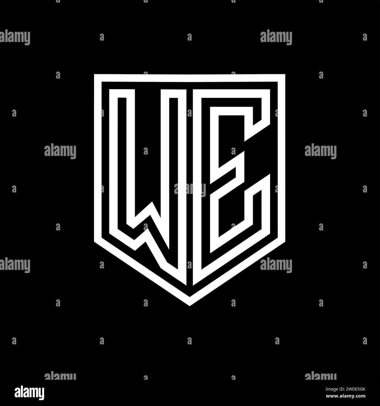 WE Letter Logo monogram shield geometric line inside shield isolated ...