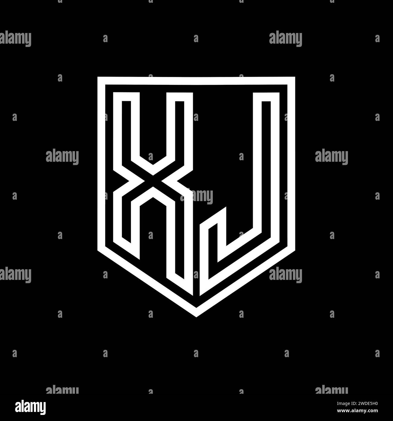 XJ Letter Logo monogram shield geometric line inside shield isolated style design template Stock ...