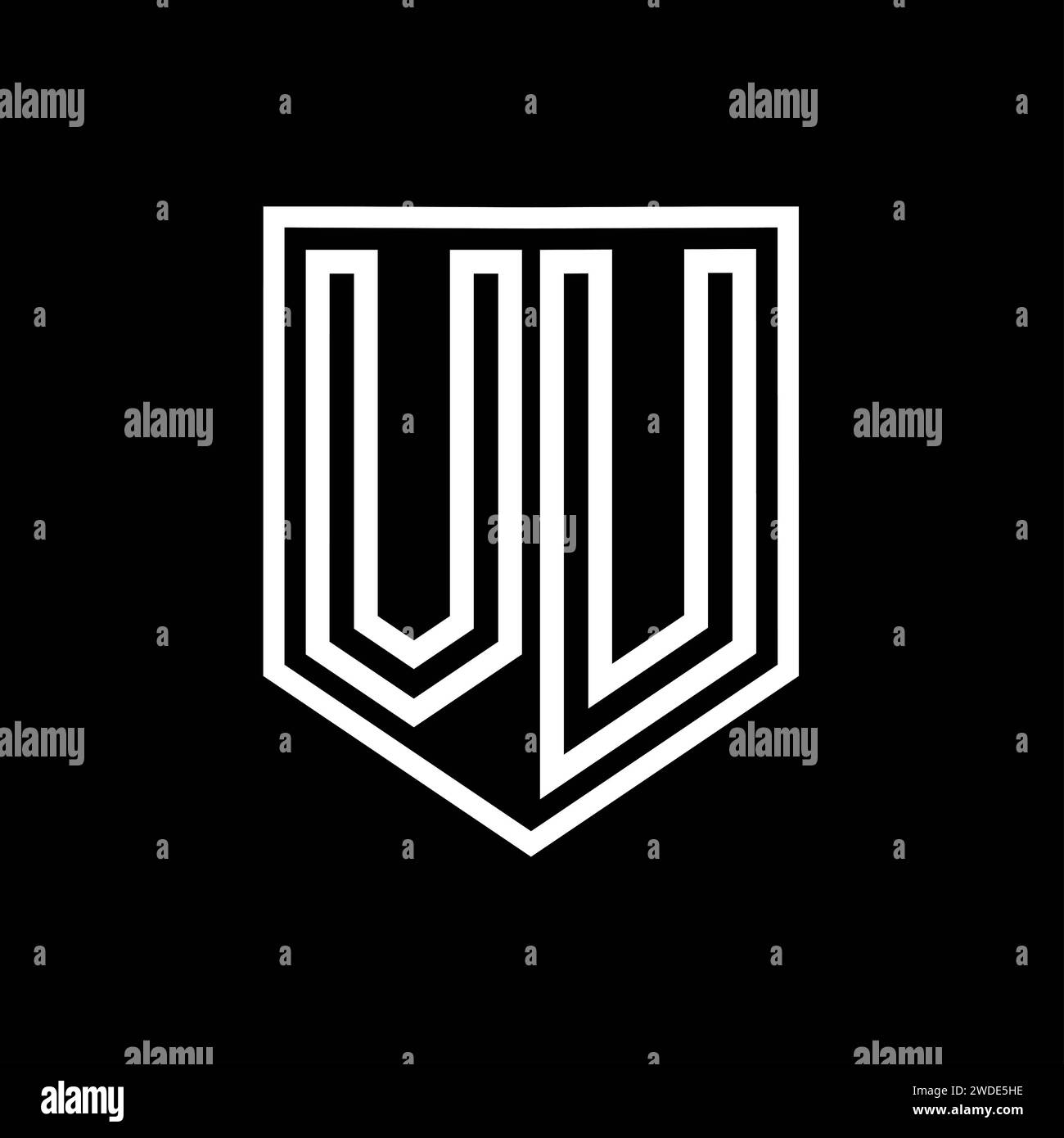 VU Letter Logo monogram shield geometric line inside shield isolated style design template Stock ...