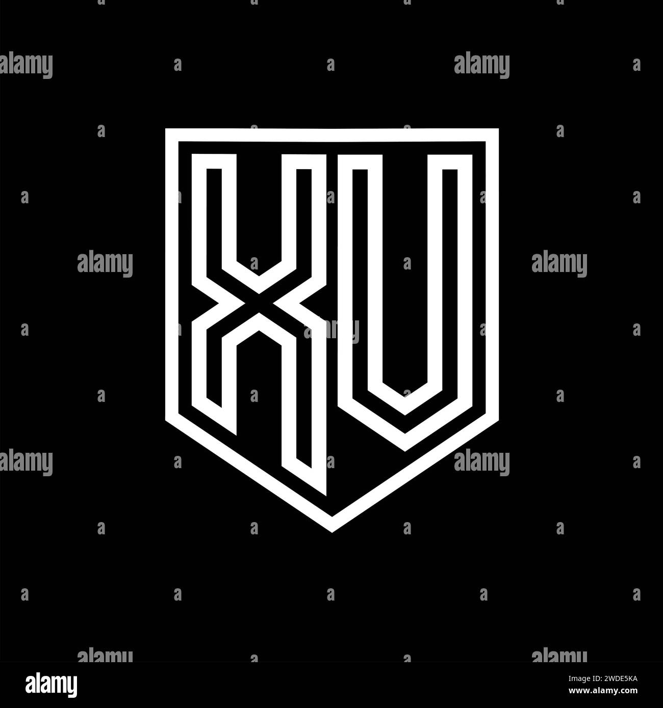 XV Letter Logo monogram shield geometric line inside shield isolated style design template Stock ...