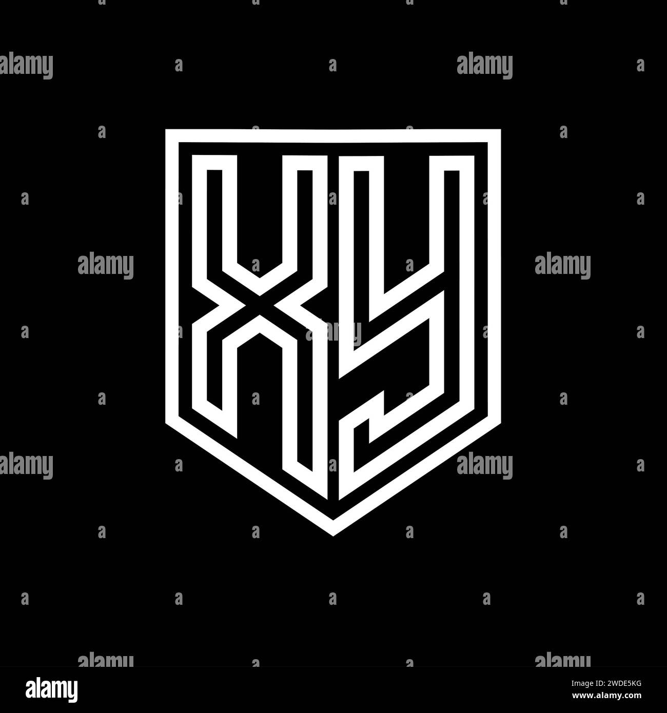 XY Letter Logo monogram shield geometric line inside shield isolated style design template Stock ...