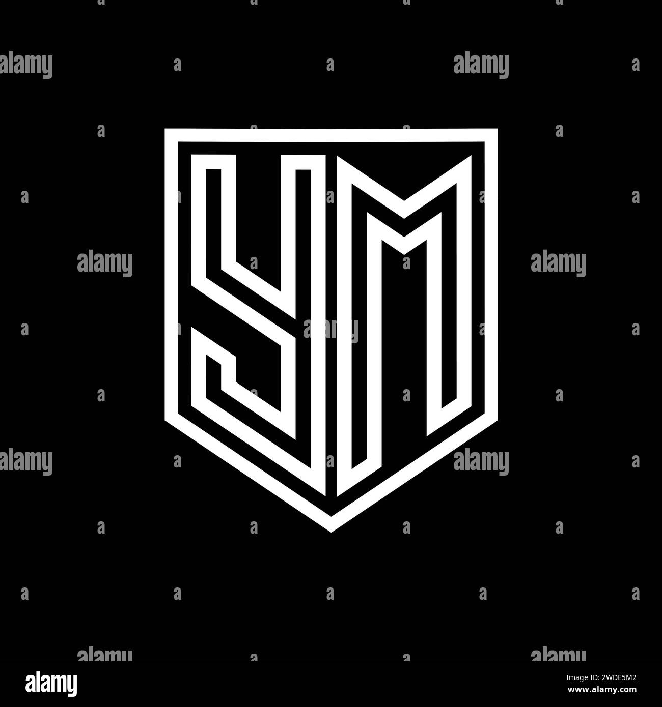 YM Letter Logo monogram shield geometric line inside shield isolated style design template Stock ...