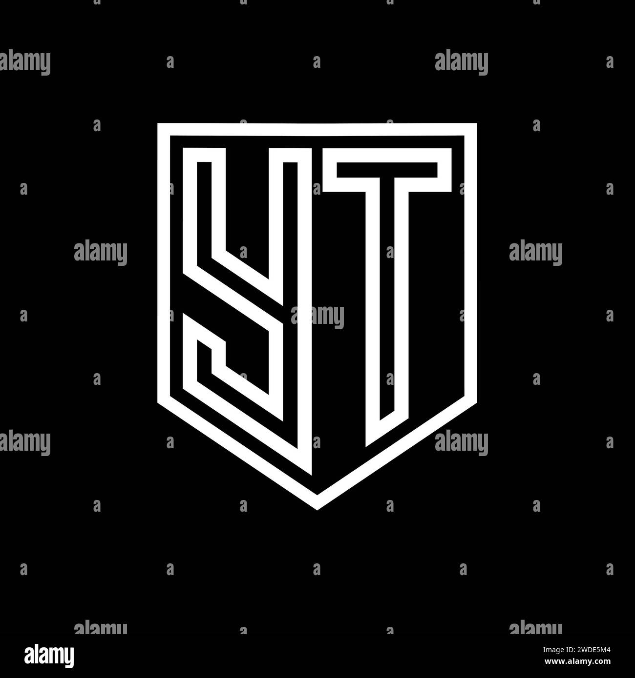 YT Letter Logo monogram shield geometric line inside shield isolated style design template Stock ...