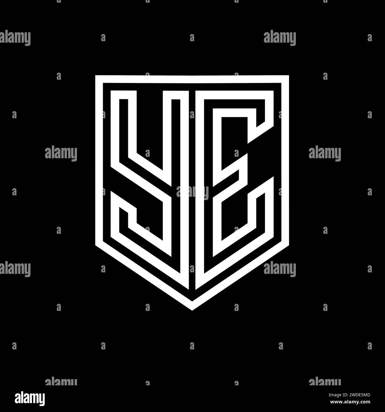 YE Letter Logo monogram shield geometric line inside shield isolated ...