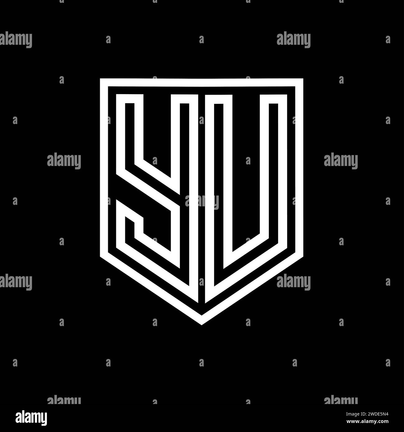 YU Letter Logo monogram shield geometric line inside shield isolated ...