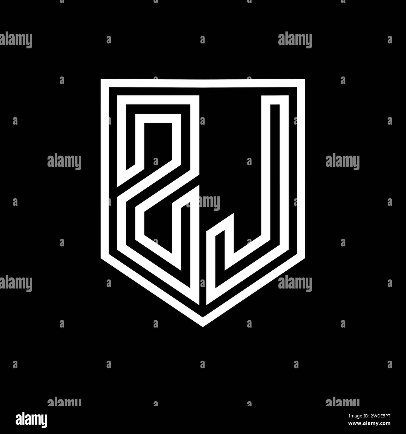 ZJ Letter Logo monogram shield geometric line inside shield isolated ...