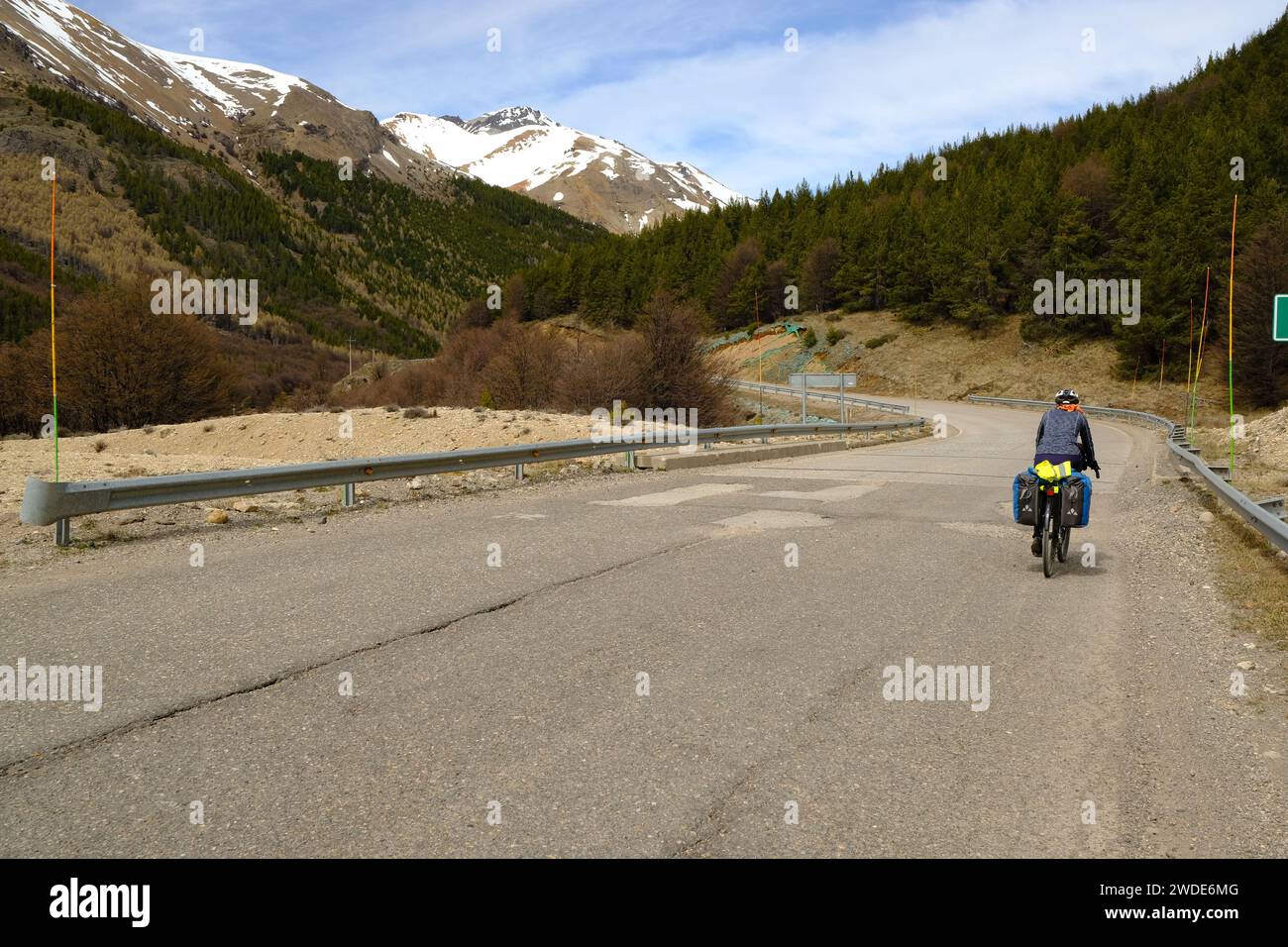 Cycling the Carretera Austral, Chile, approaching the highest point on ...