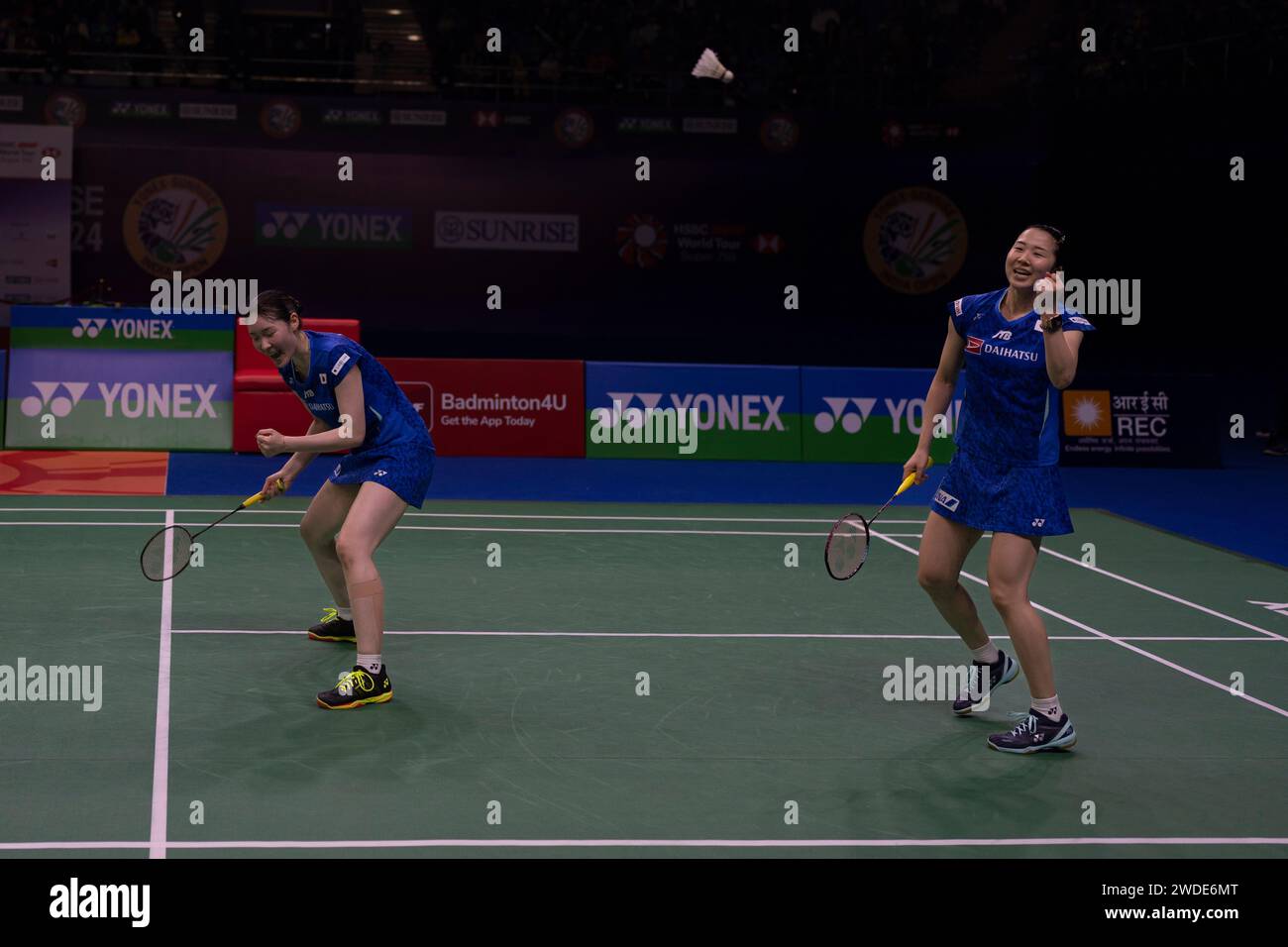 Japan's Wakana Nagahara, right, and her partner Mayu Matsumoto celebrate after defeating South ...