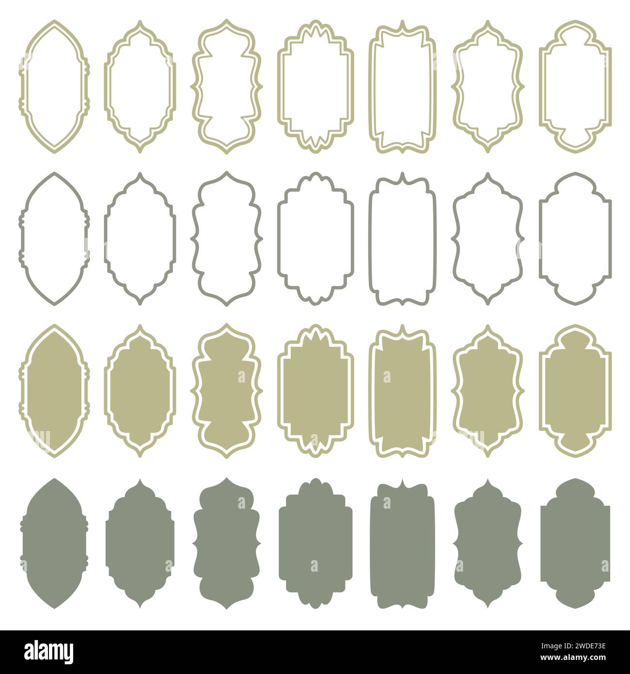 Ramadan shapes of windows and doors design. Islamic arches with Turkish ...