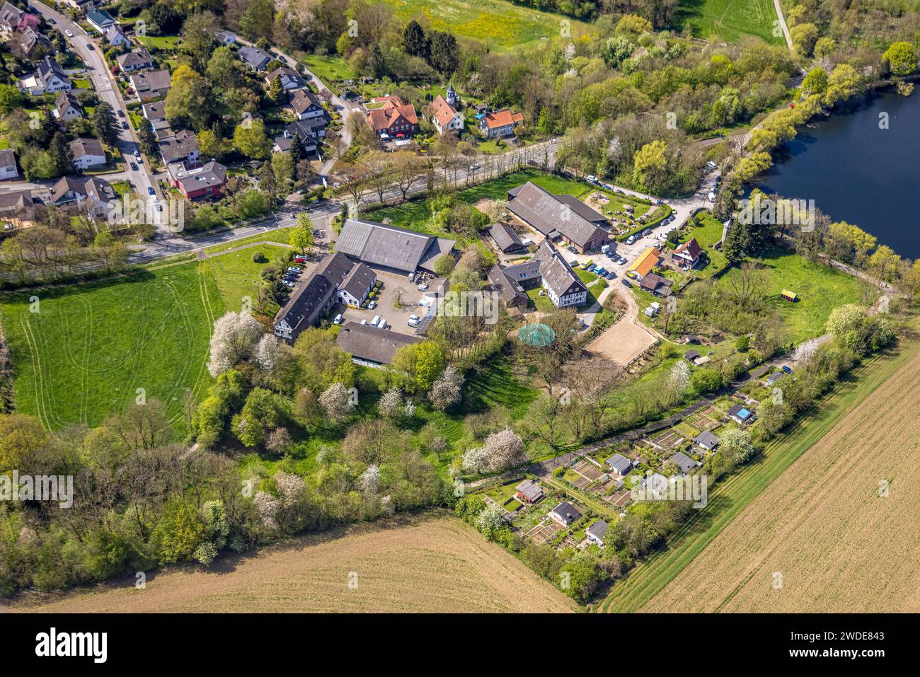 Aerial view, Museum Abtsküche, Hetterscheidt, Heiligenhaus, Ruhr area ...