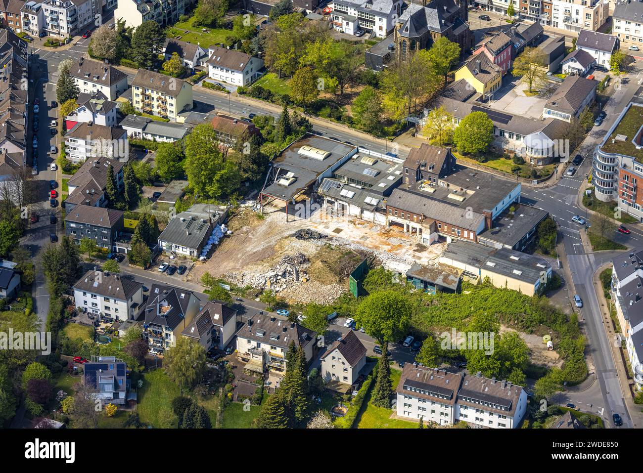 Aerial view, construction site demolition works at Südring corner ...